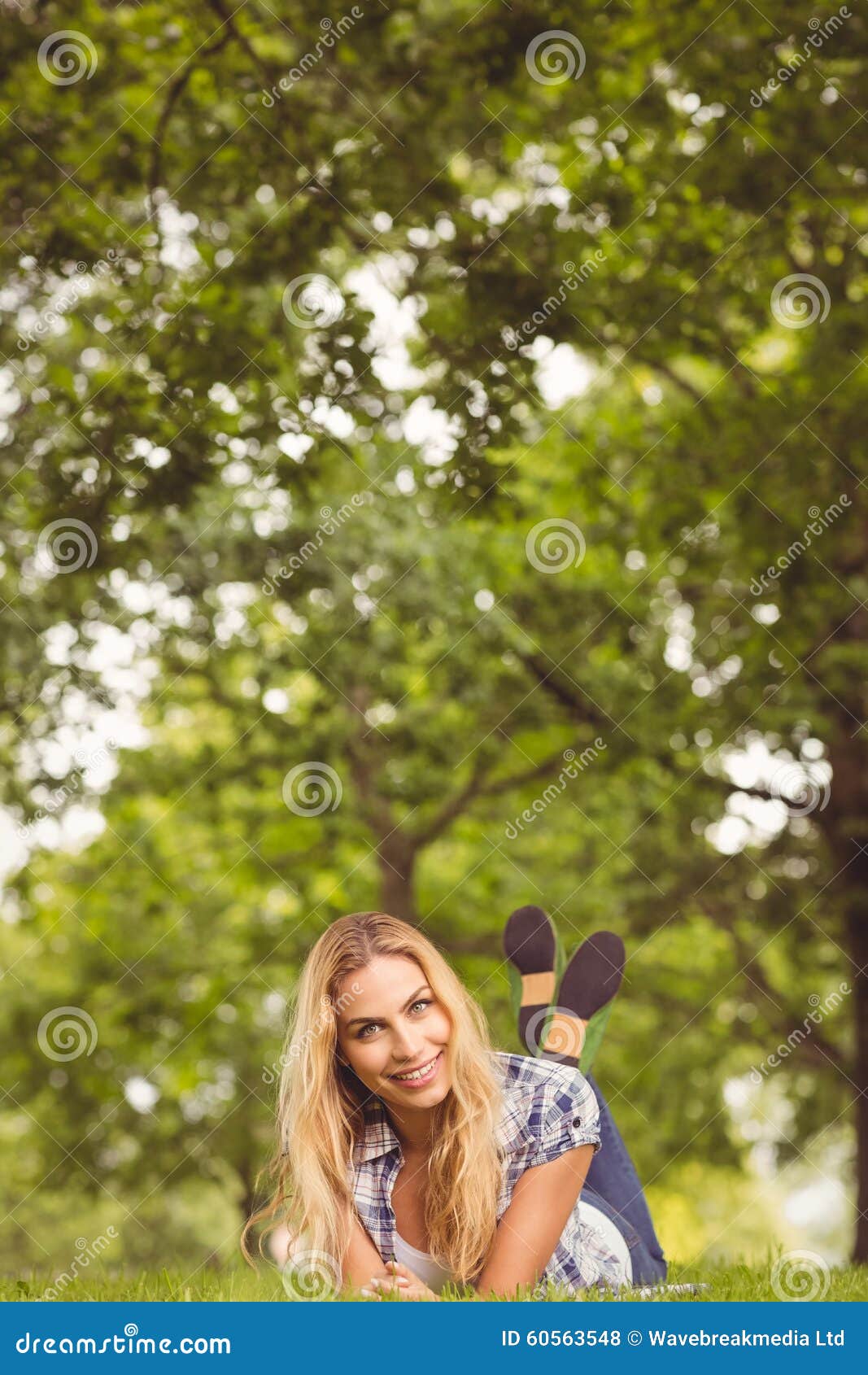 Portrait of Happy Woman Lying on Front Stock Photo - Image of caucasian ...