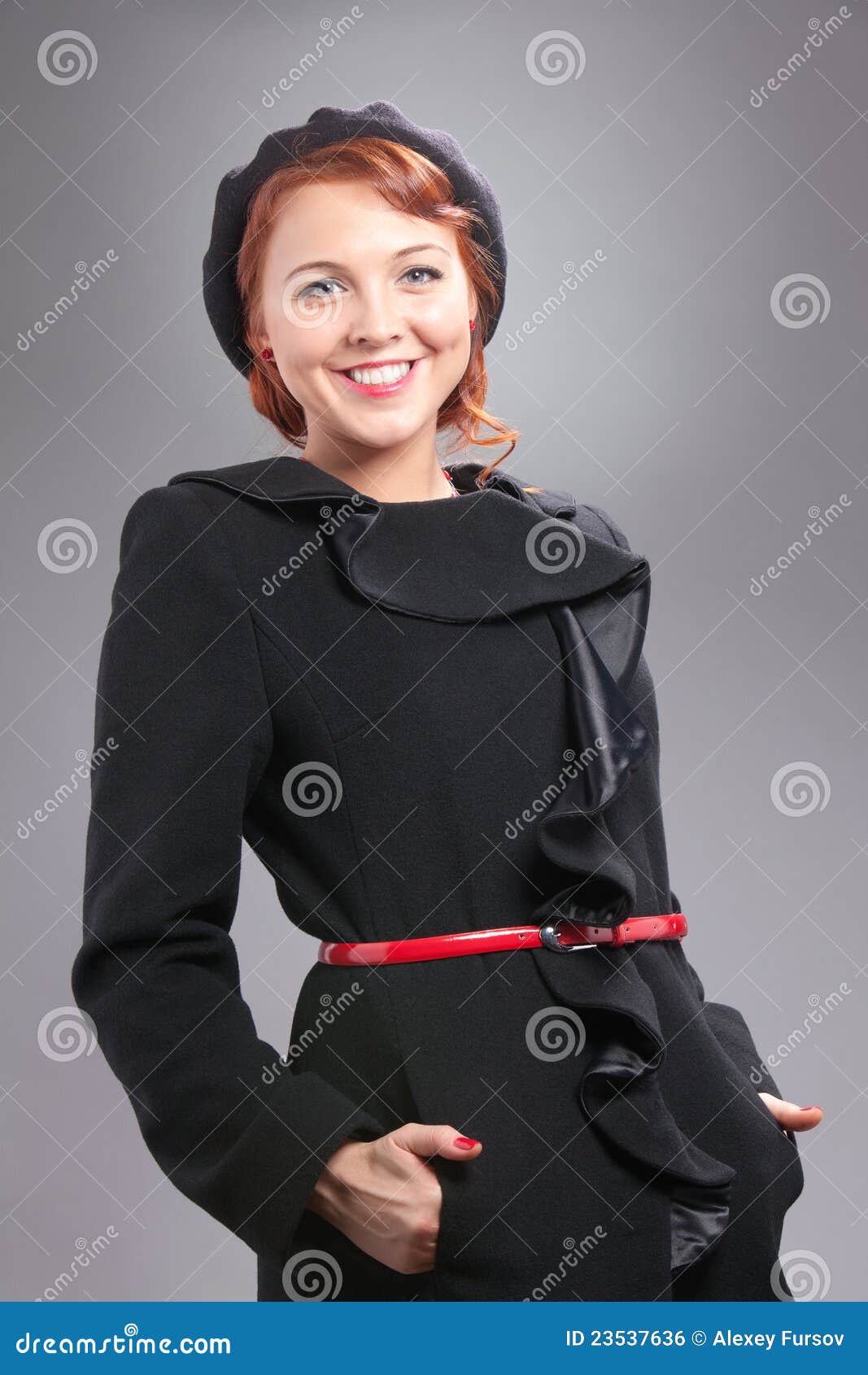 Portrait of Happy Woman in Retro Style Stock Photo - Image of glamour ...