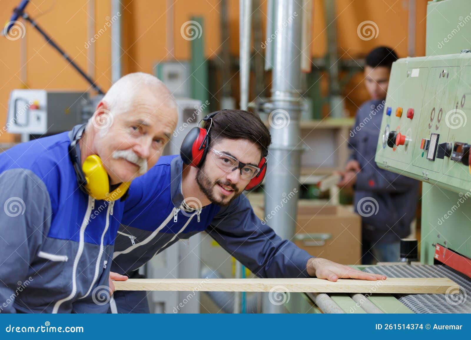 Portrait Happy Wood Work Apprentices Stock Photo - Image of wood ...