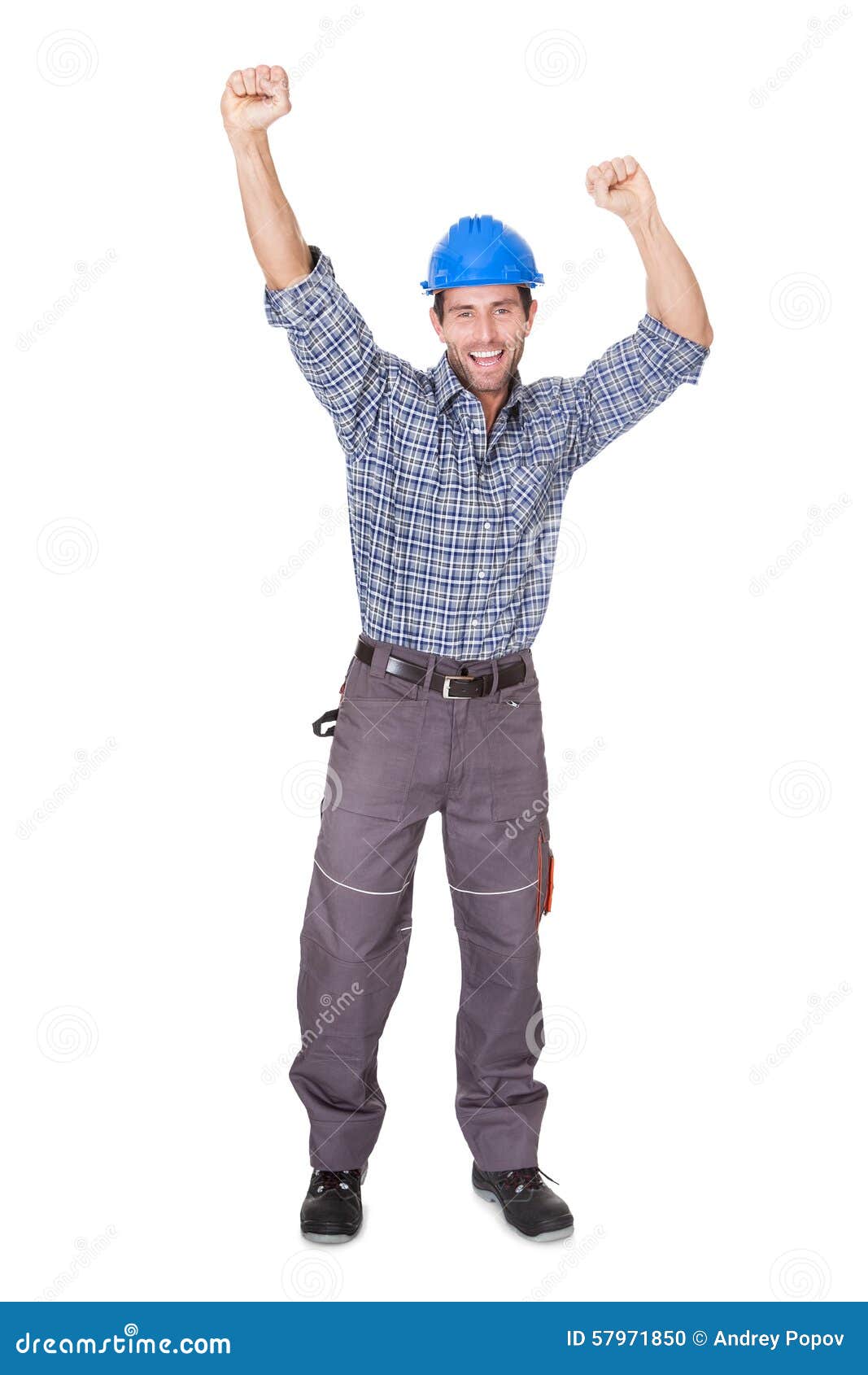 Portrait of happy worker stock photo. Image of people - 57971850