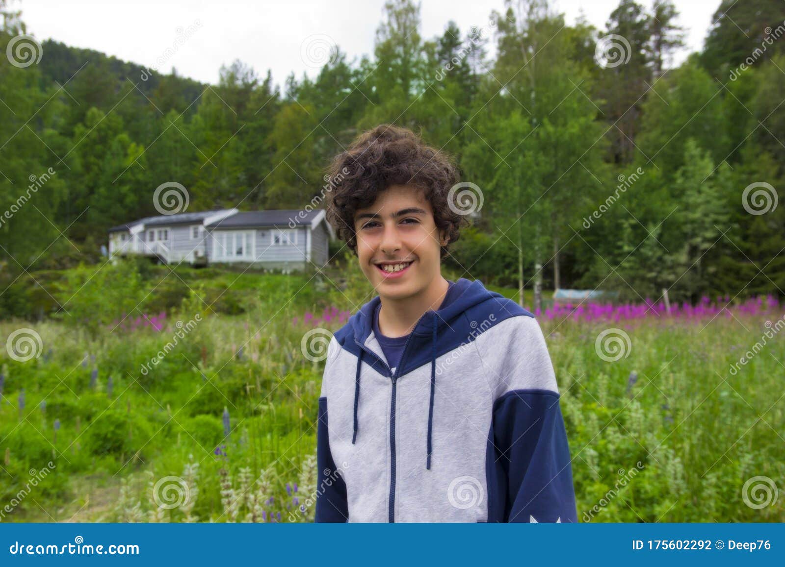 Portrait of Happy Young Boy in Nature in Norway Stock Photo - Image of ...
