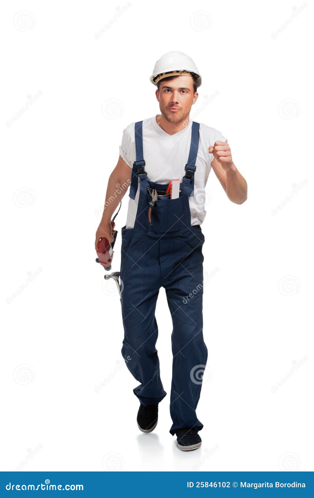 Portrait of Happy Young Handyman with Tool Stock Photo - Image of ...