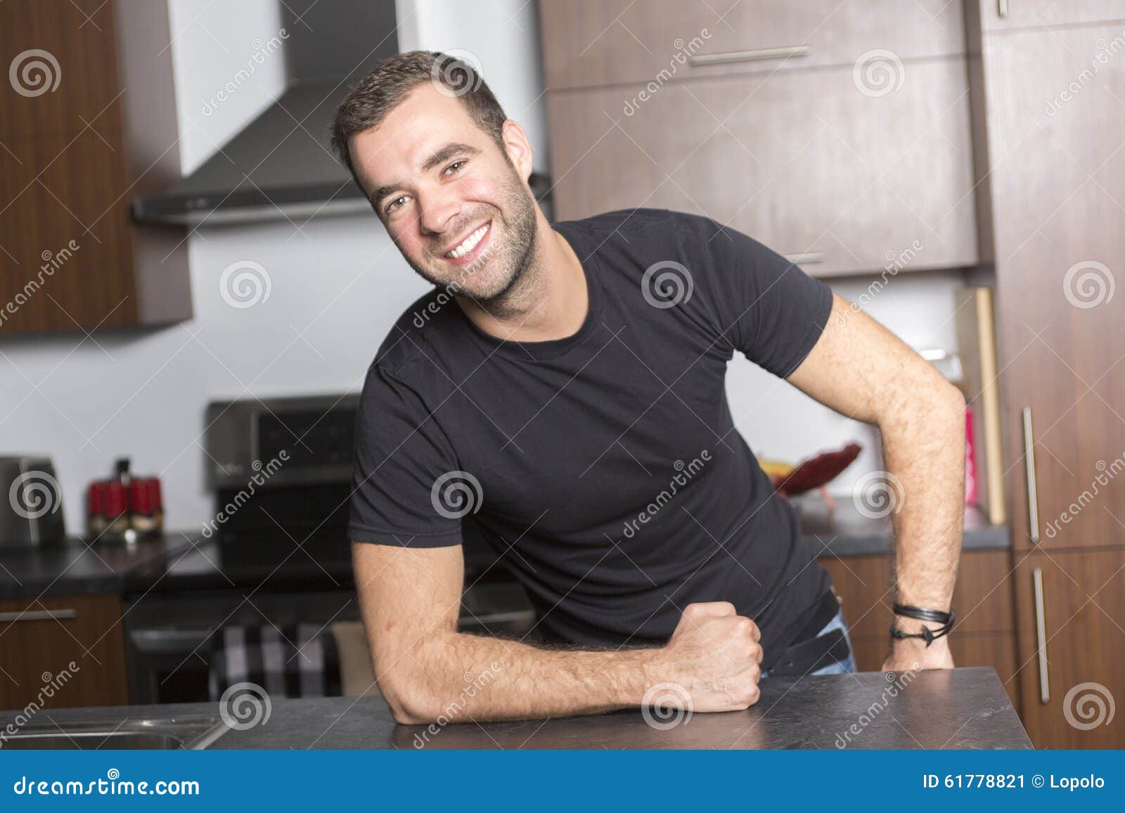 Portrait of Happy Young Man at Home Stock Image - Image of person ...