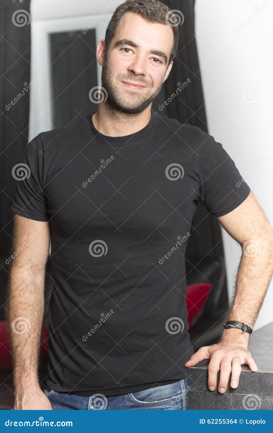 Portrait of Happy Young Man at Home Stock Photo - Image of smile ...