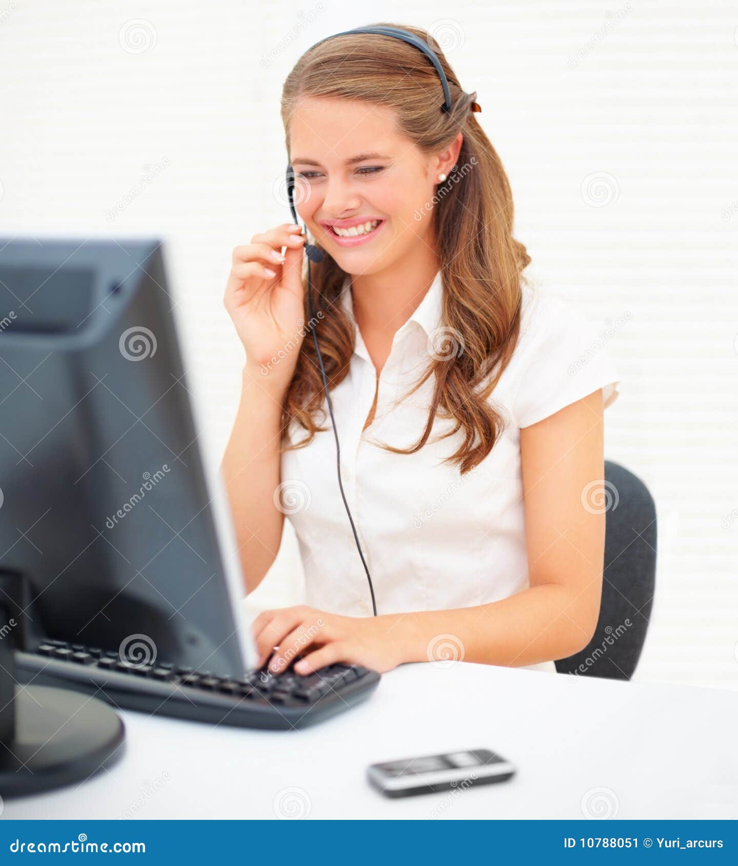 Portrait of a Happy Young Secretary at Work Stock Image - Image of ...