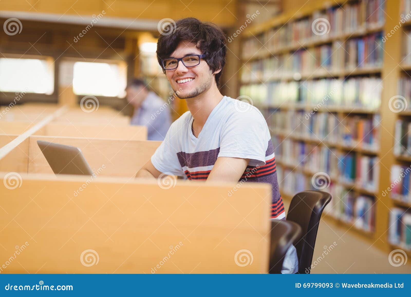 Portrait of Happy Young Student Using His Laptop Stock Image - Image of ...