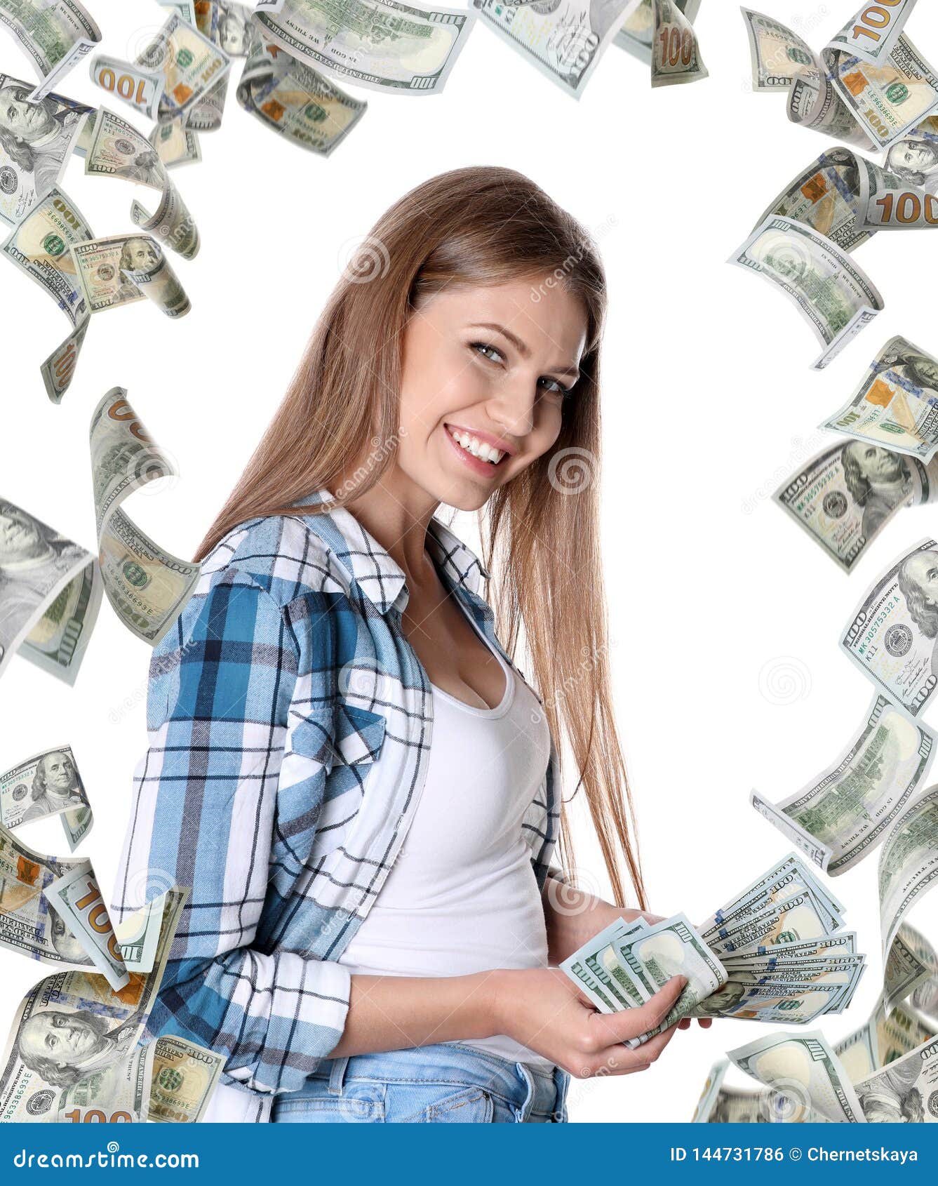 Portrait of Happy Young Woman with Money Stock Photo - Image of female ... Portrait of Happy Young Woman with Money Stock Photo - Image of female ...