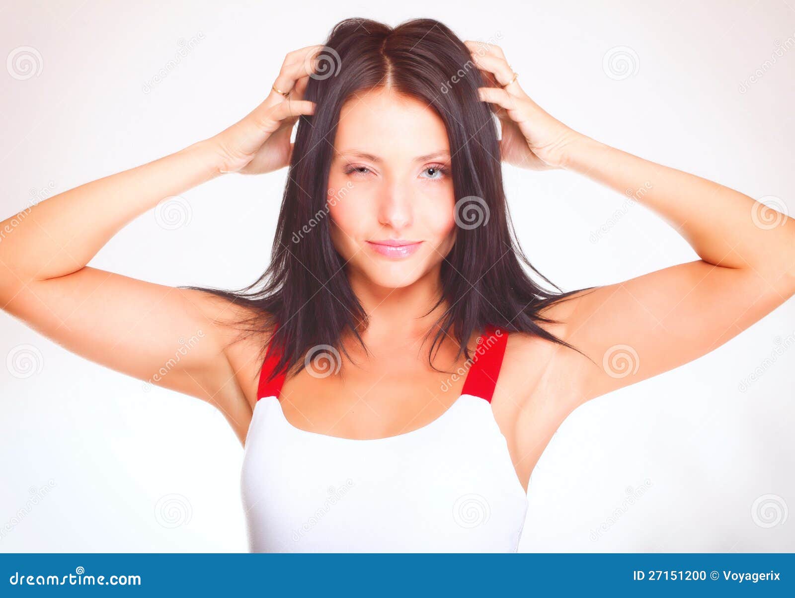 Portrait of a Happy Young Woman Winks Stock Photo - Image of color ...