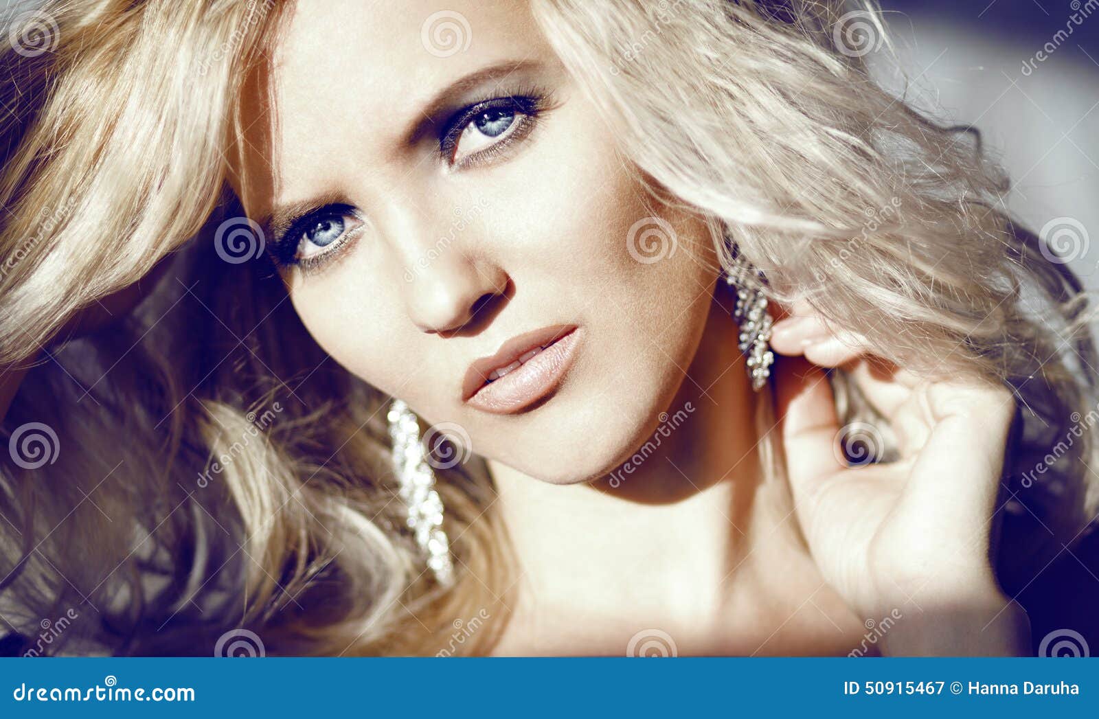 Portrait of Hard Light. Blonde Volume Hair. Stock Image - Image of ...