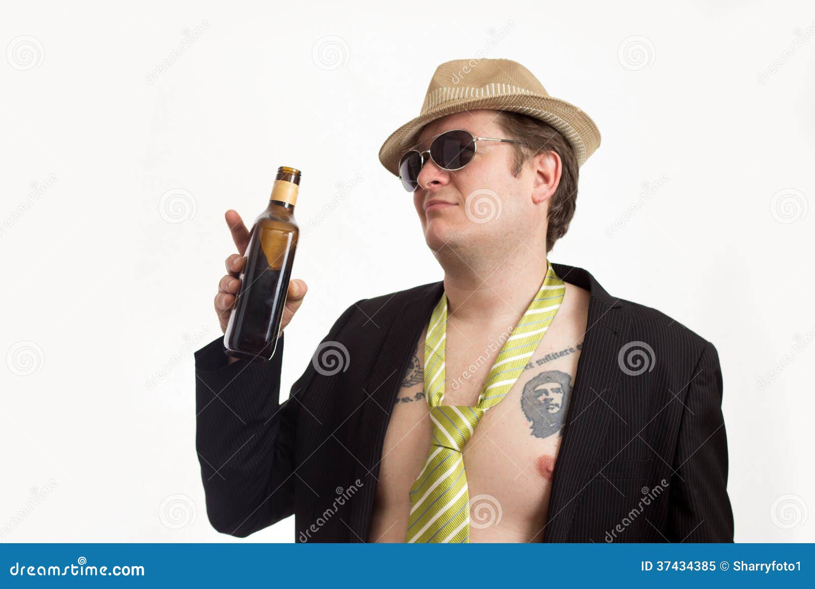 Portrait with Hat and Alcohol Stock Image - Image of clothed, drinker ...