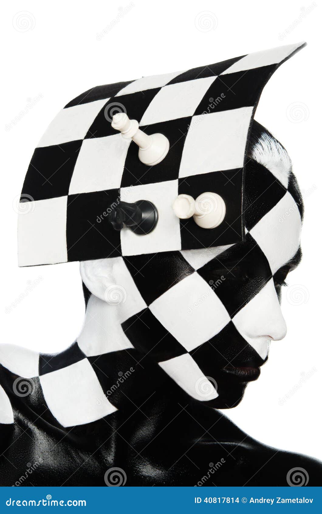 Portrait in Hat Form of a Chess Board with Figures Stock Photo - Image ...