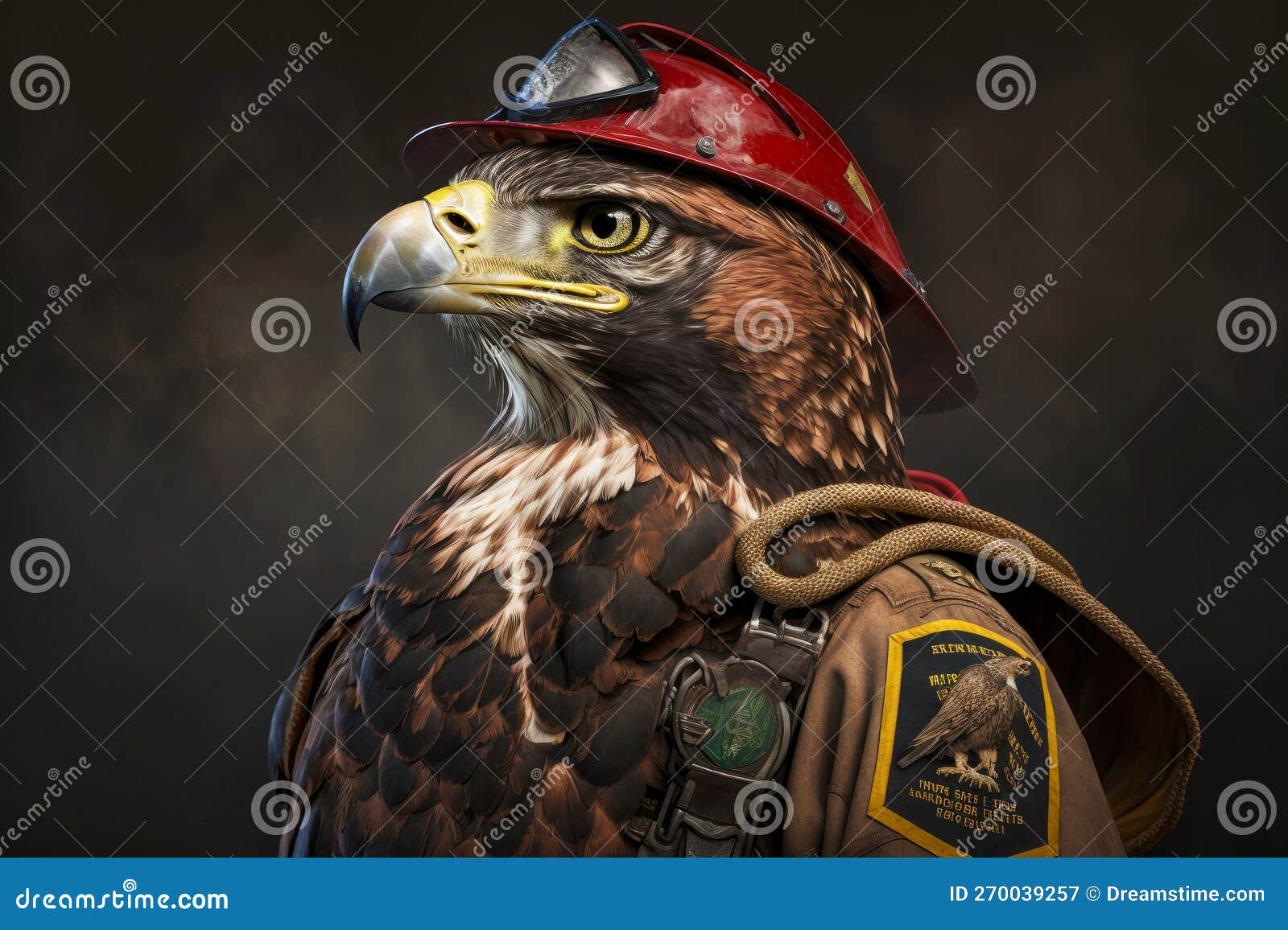 Portrait of Hawk As a Firefighter Stock Illustration - Illustration of ...