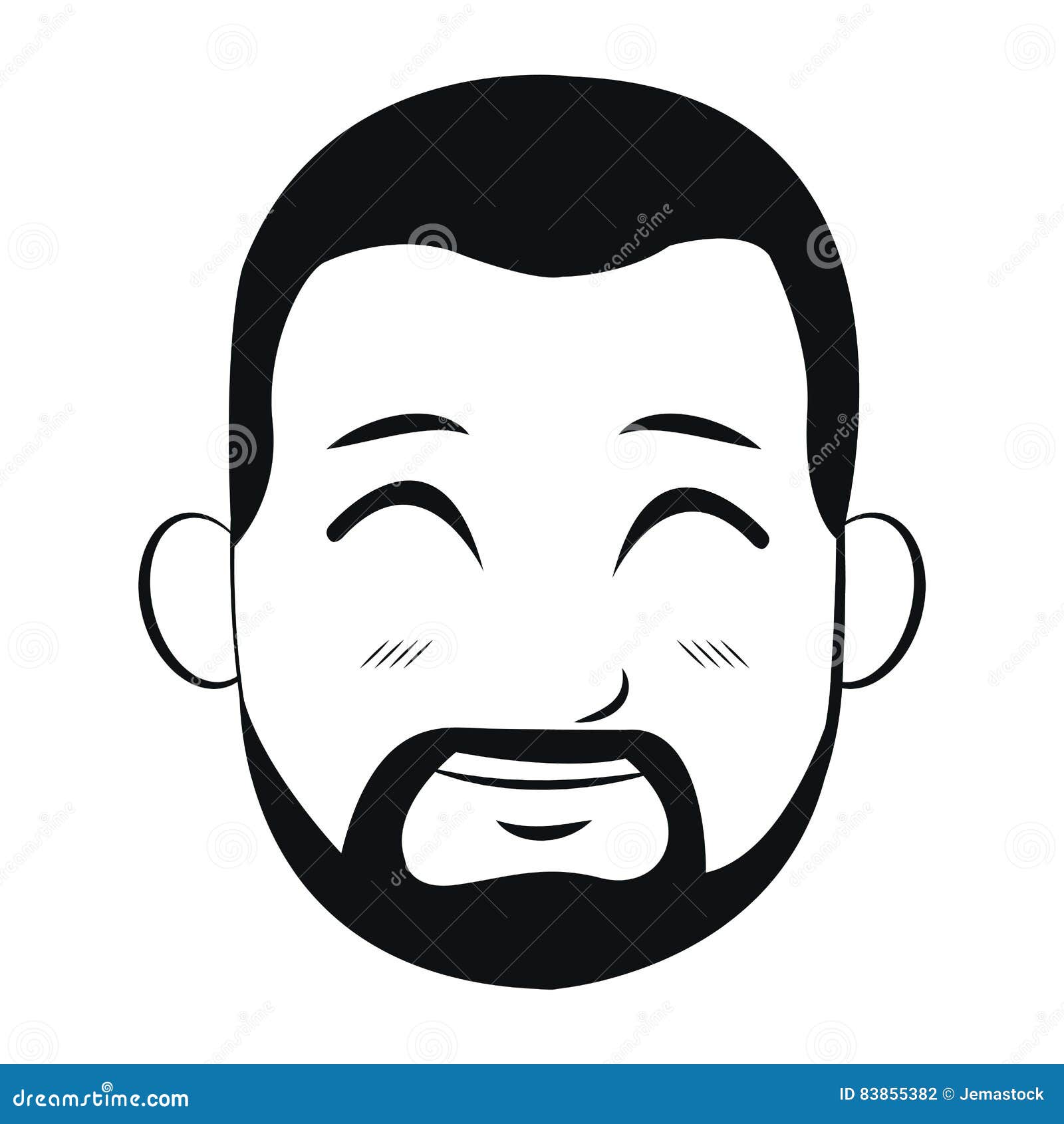 Portrait Head Man Bearded Smiling Outline Stock Vector - Illustration ...
