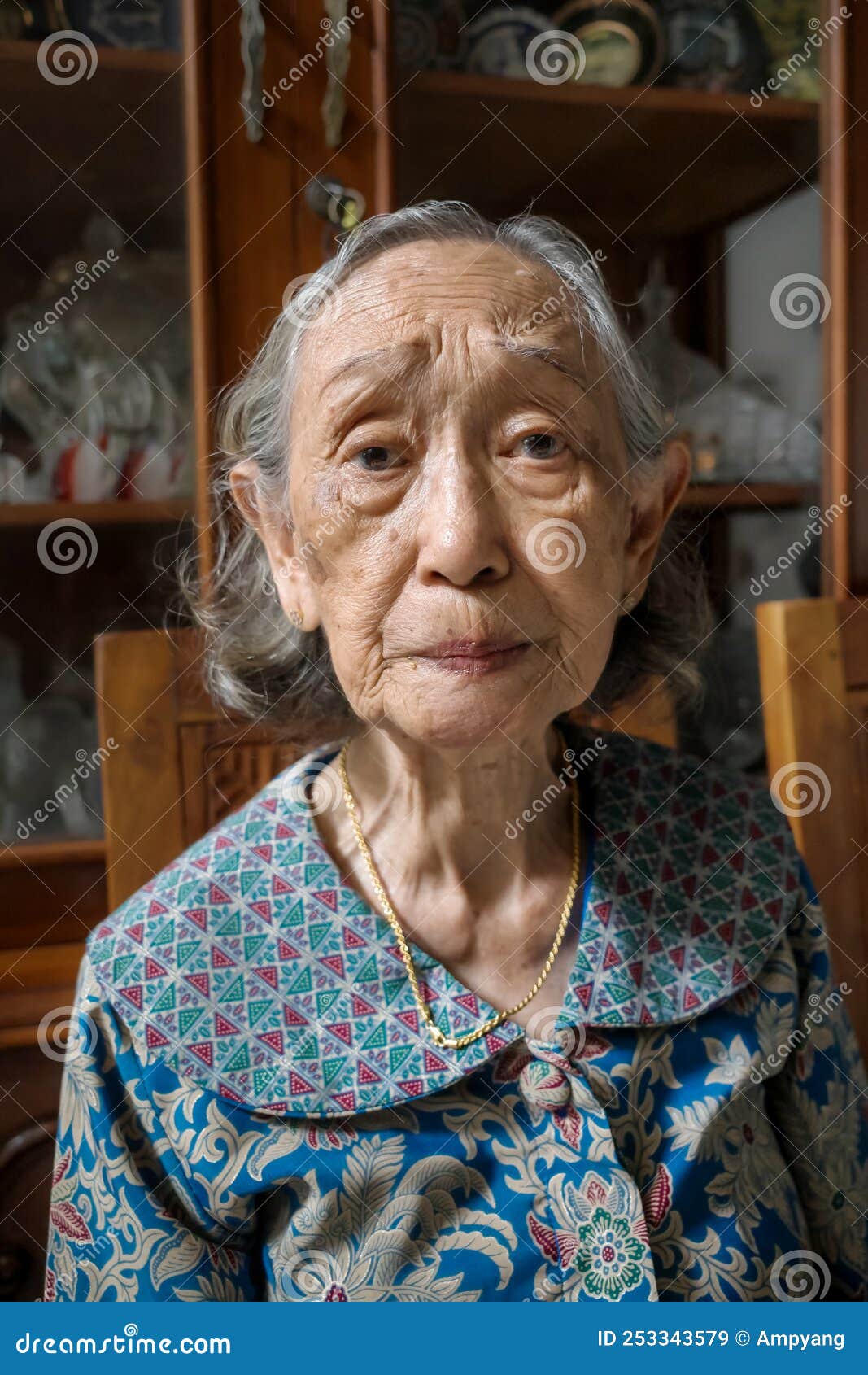 Portrait Of Healthy 85 Years Old Southeast Asian Elderly Woman Stock