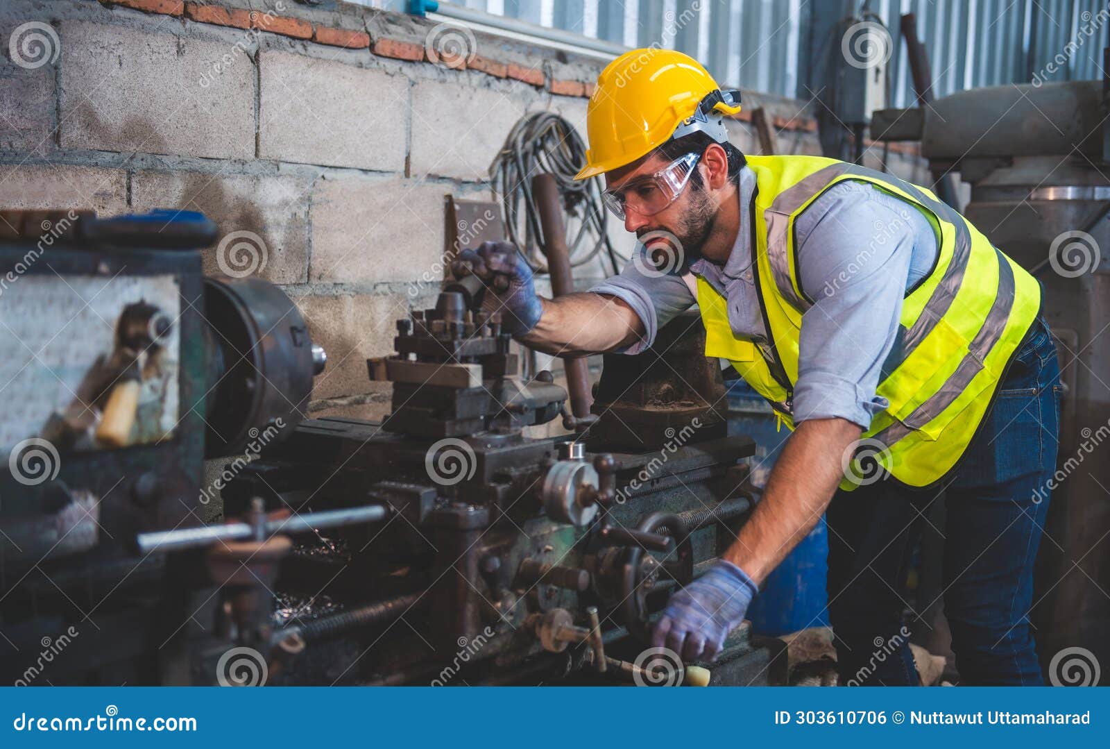 Portrait of Heavy Industry Workers Working on the Metal Fabrication ...