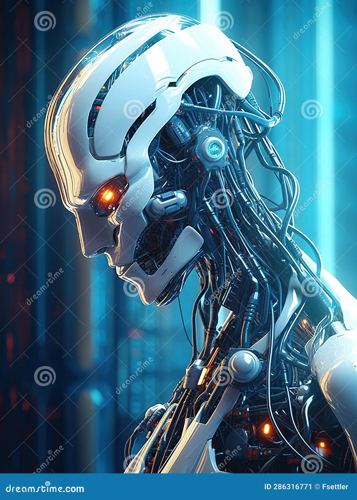 Portrait of a High-tech Futuristic Android Stock Illustration ...