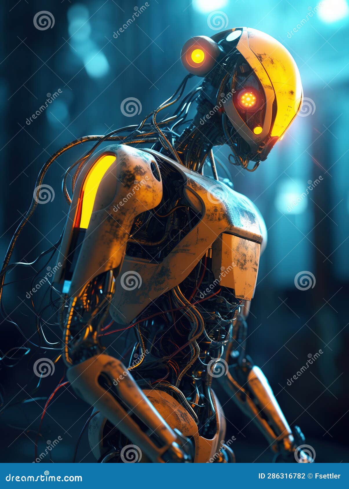 Portrait of a High-tech Futuristic Android Stock Illustration ...