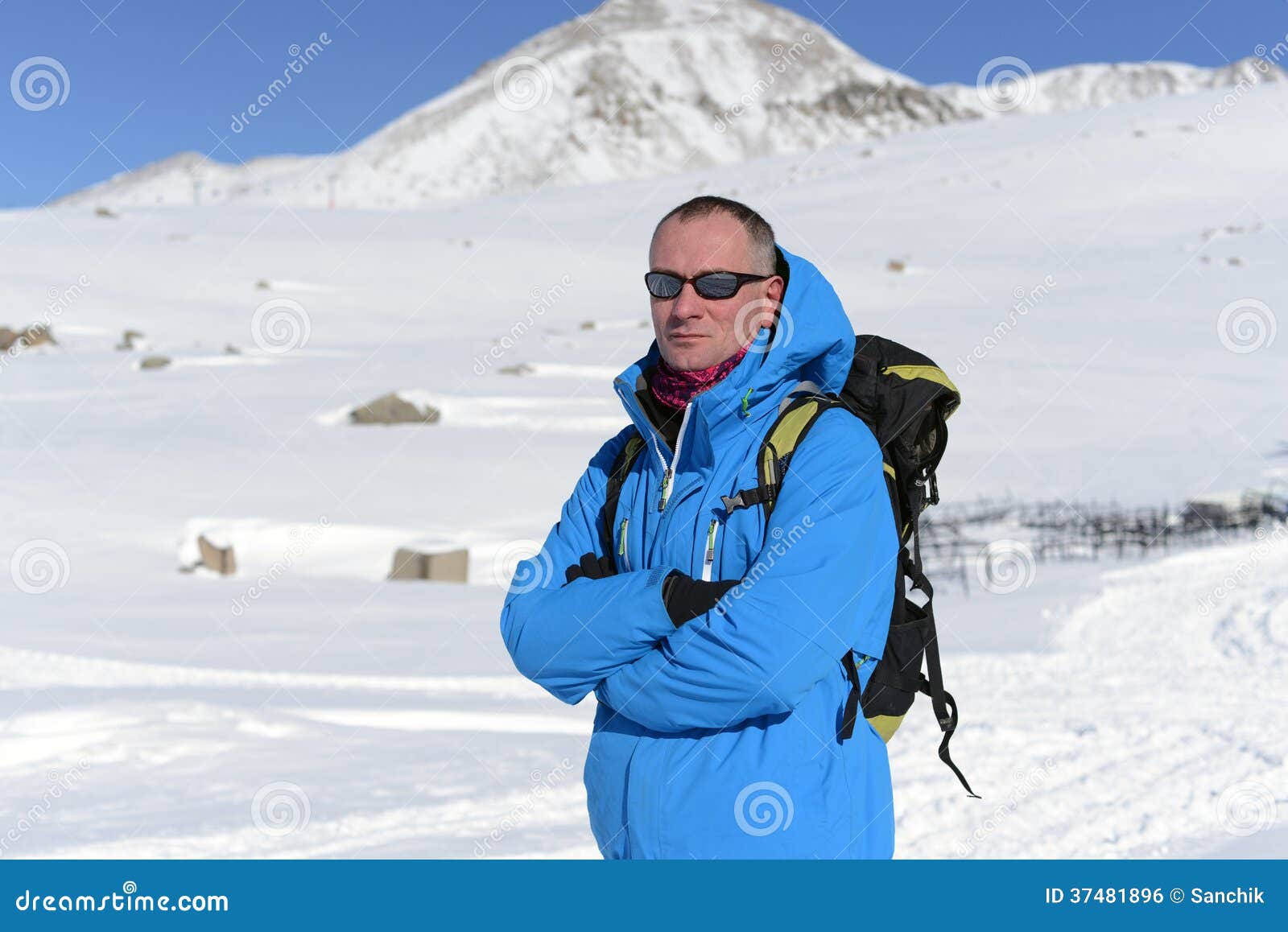 Portrait of hiker stock photo. Image of model, landscape - 37481896