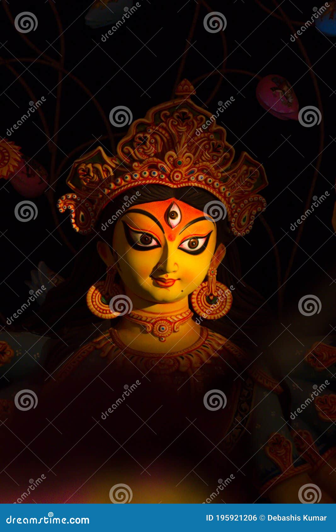 Portrait of Hindu Goddess Durga Stock Photo - Image of navratri ...