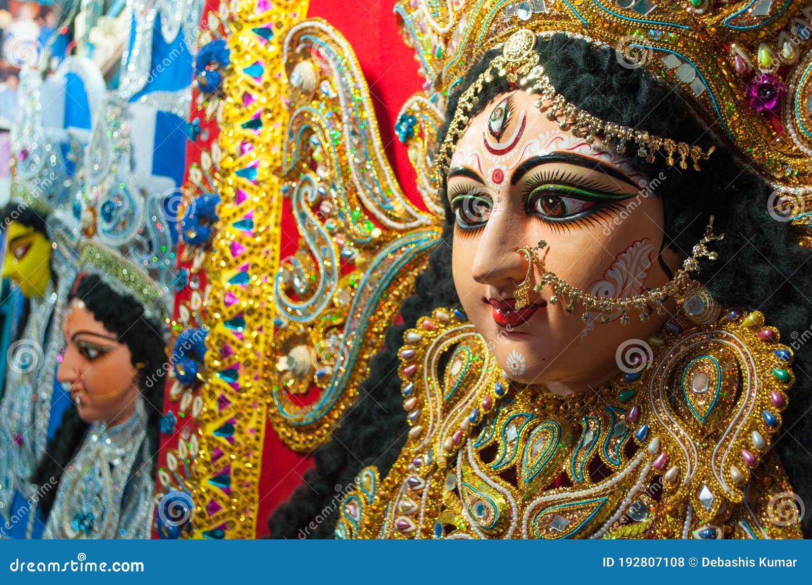 Portrait of Hindu Goddess Durga Stock Photo - Image of artist, hindu ...