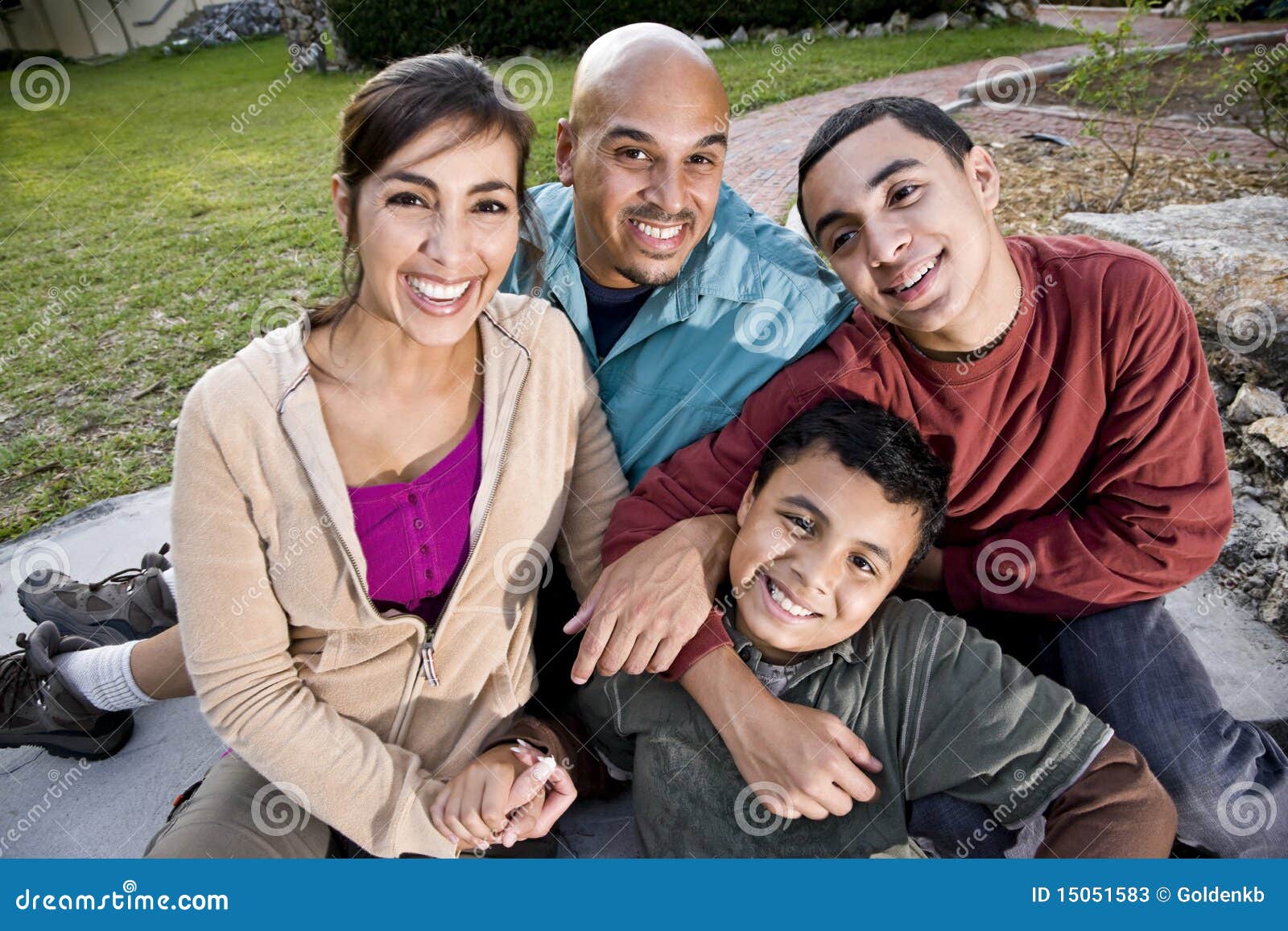 Portrait of Hispanic Family Outdoors Stock Image - Image of cheerful ...