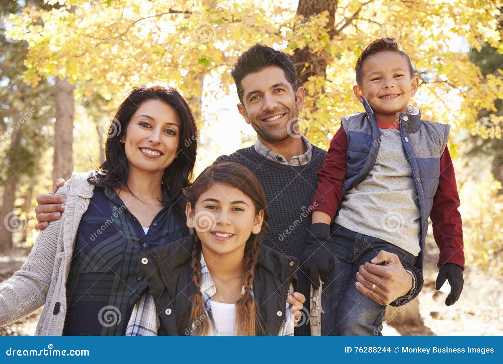 Portrait of Hispanic Family Outdoors Looking at Camera Stock Photo ...