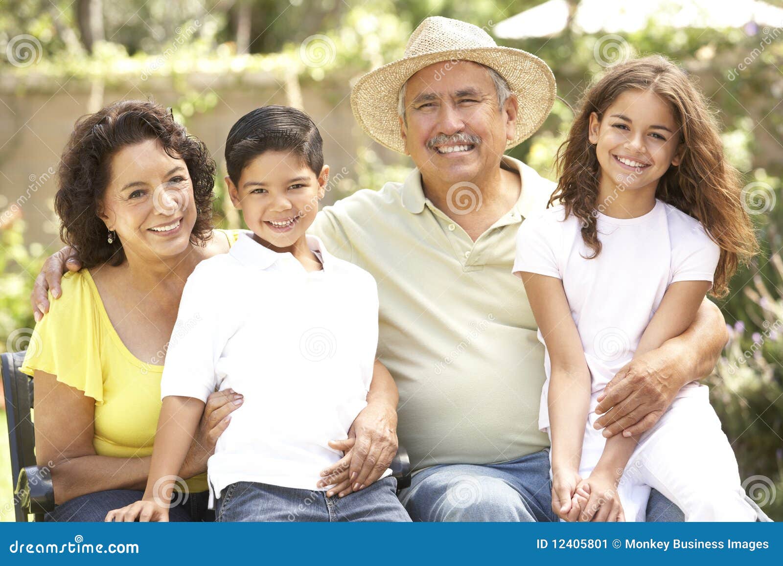 Portrait of Hispanic Family in Park Stock Image - Image of grandparents ...