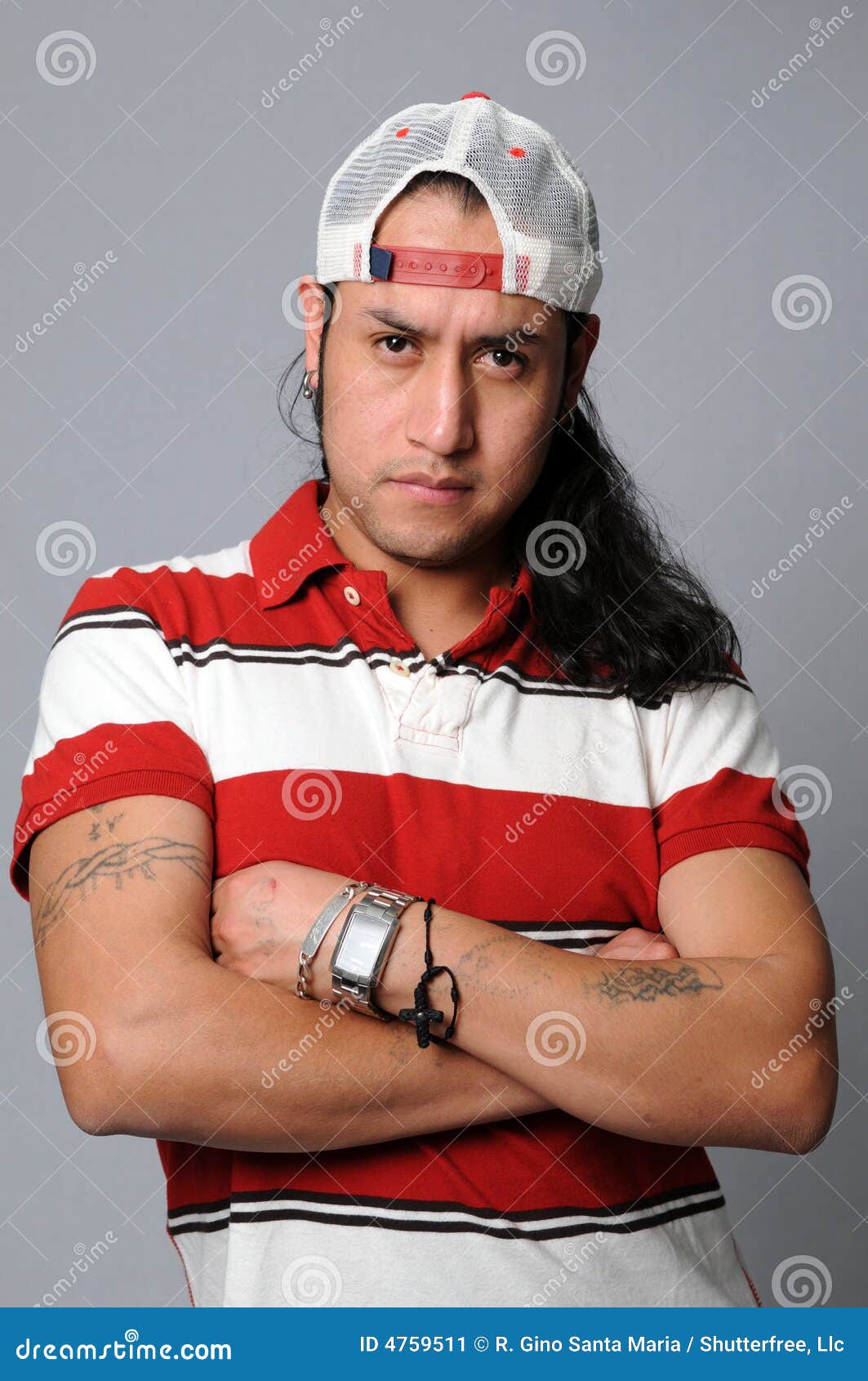 Portrait of Hispanic Man stock image. Image of tattoos - 4759511