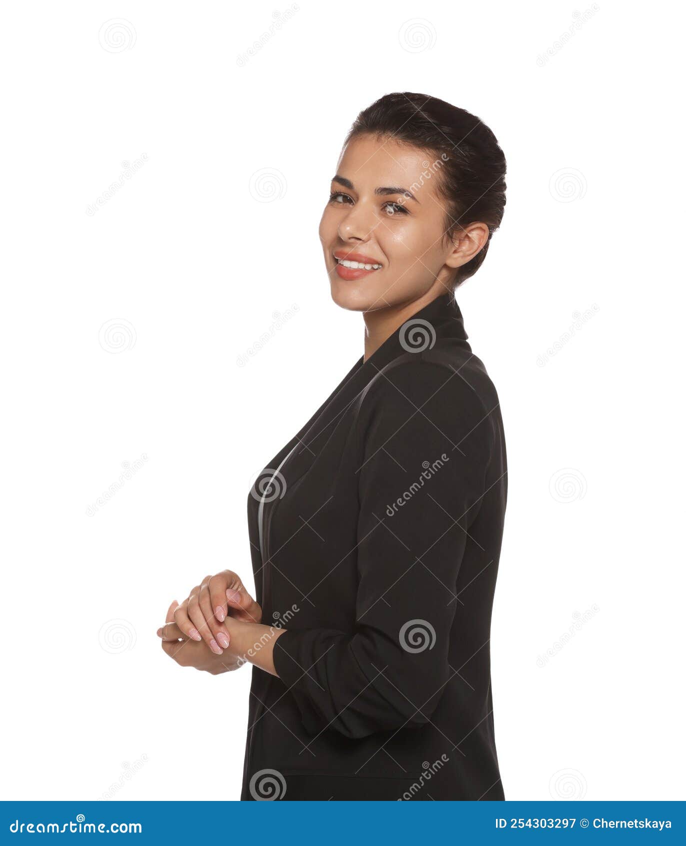 Portrait of Hostess in Uniform on Background Stock Image - Image of ...