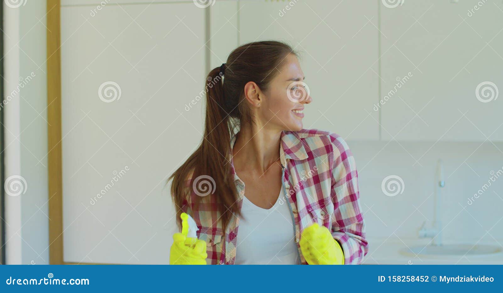 Portrait of Housewife Who is Ready for Housework. Stock Photo - Image ...