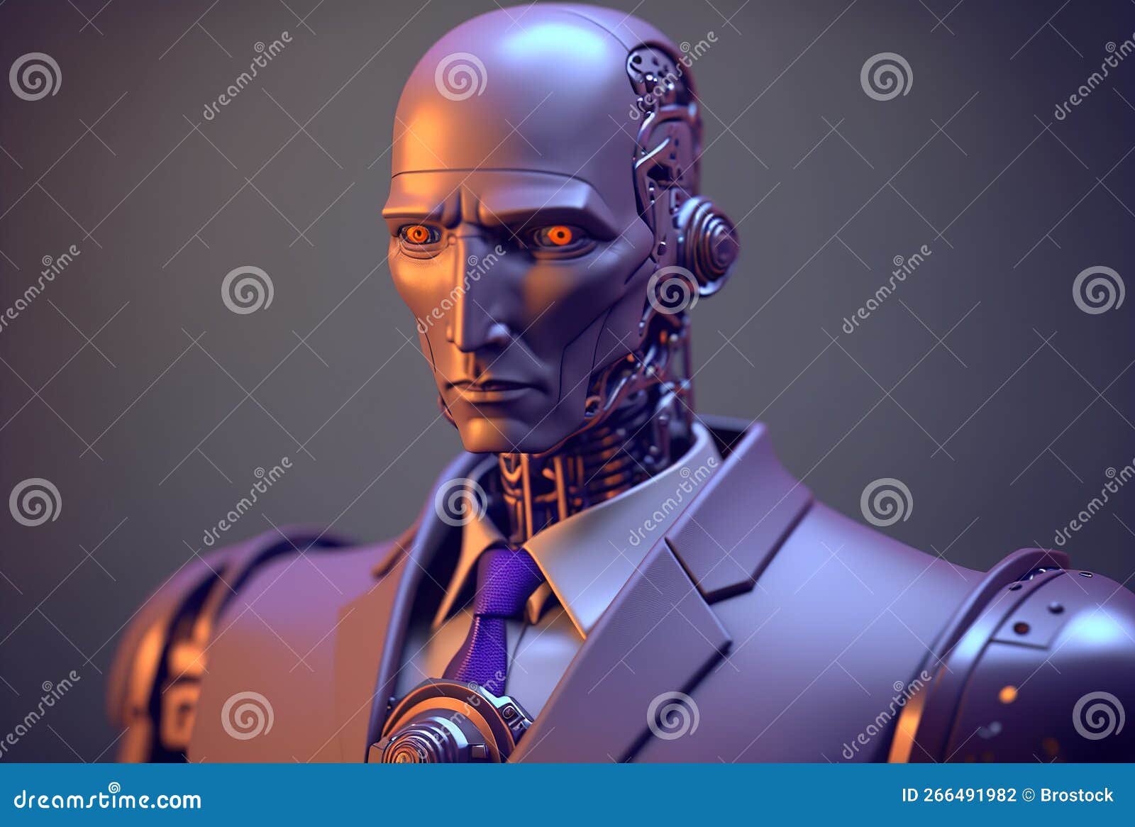 Portrait of Human Cyborg Technology Stock Illustration - Illustration ...