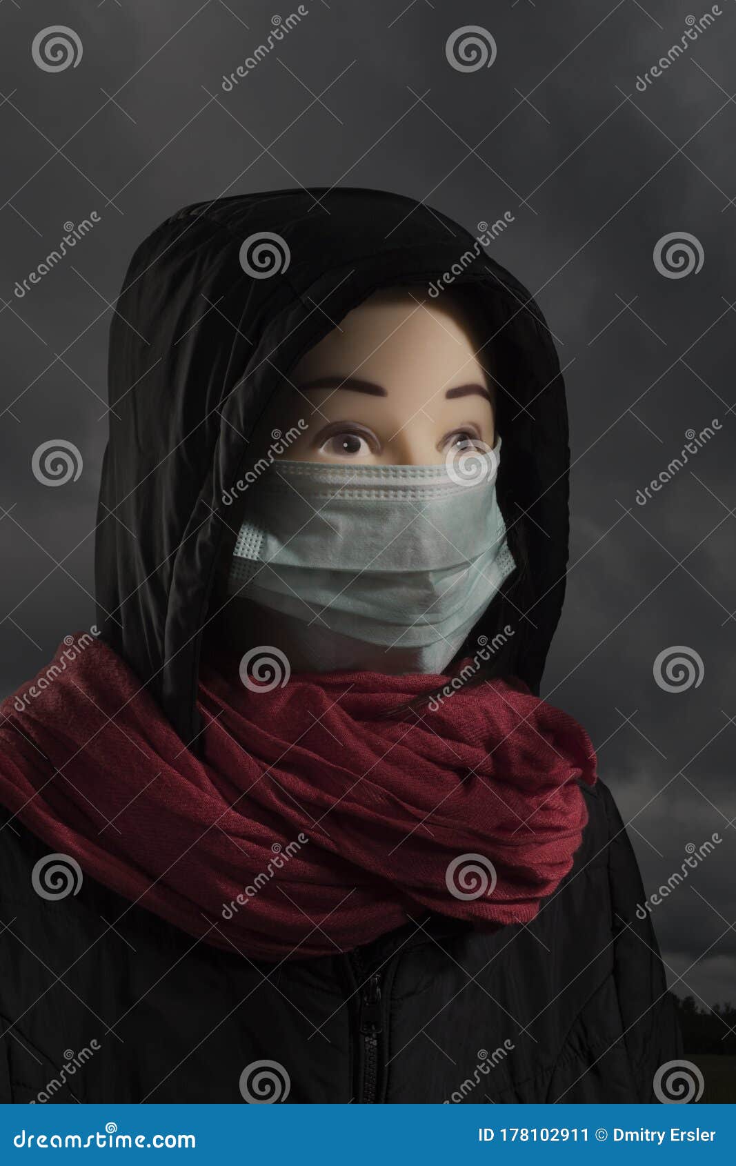 Portrait of Human Face Covered with Mask. Stock Image - Image of ...