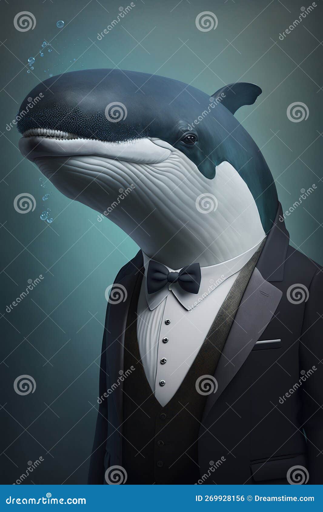 Portrait of a Humanized Whale, Dressed in Formal Attire. Generative AI ...