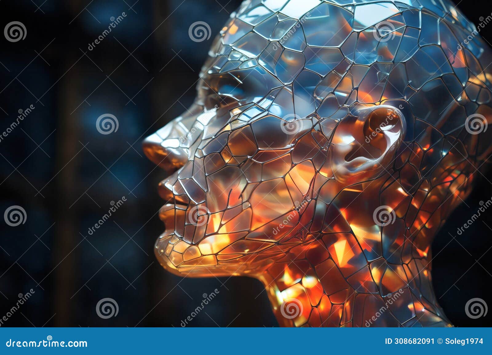Portrait of a Humanoid Cyborg Robot with a Complex Skin and Body ...