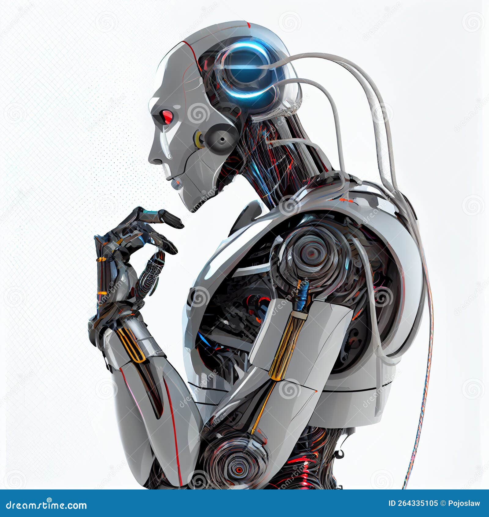 Portrait of Humanoid Robot, Artificial Inteligence, Futuristic Concept ...