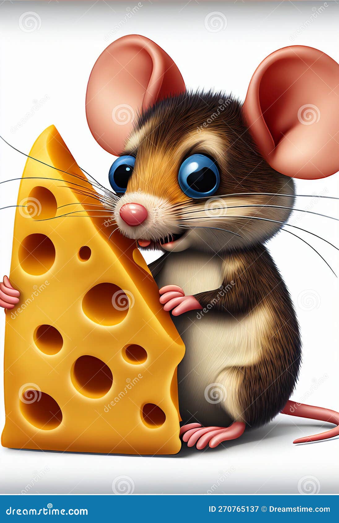 Portrait of a Hungry Mouse with a Piece of Cheese. AI Generated Stock ...