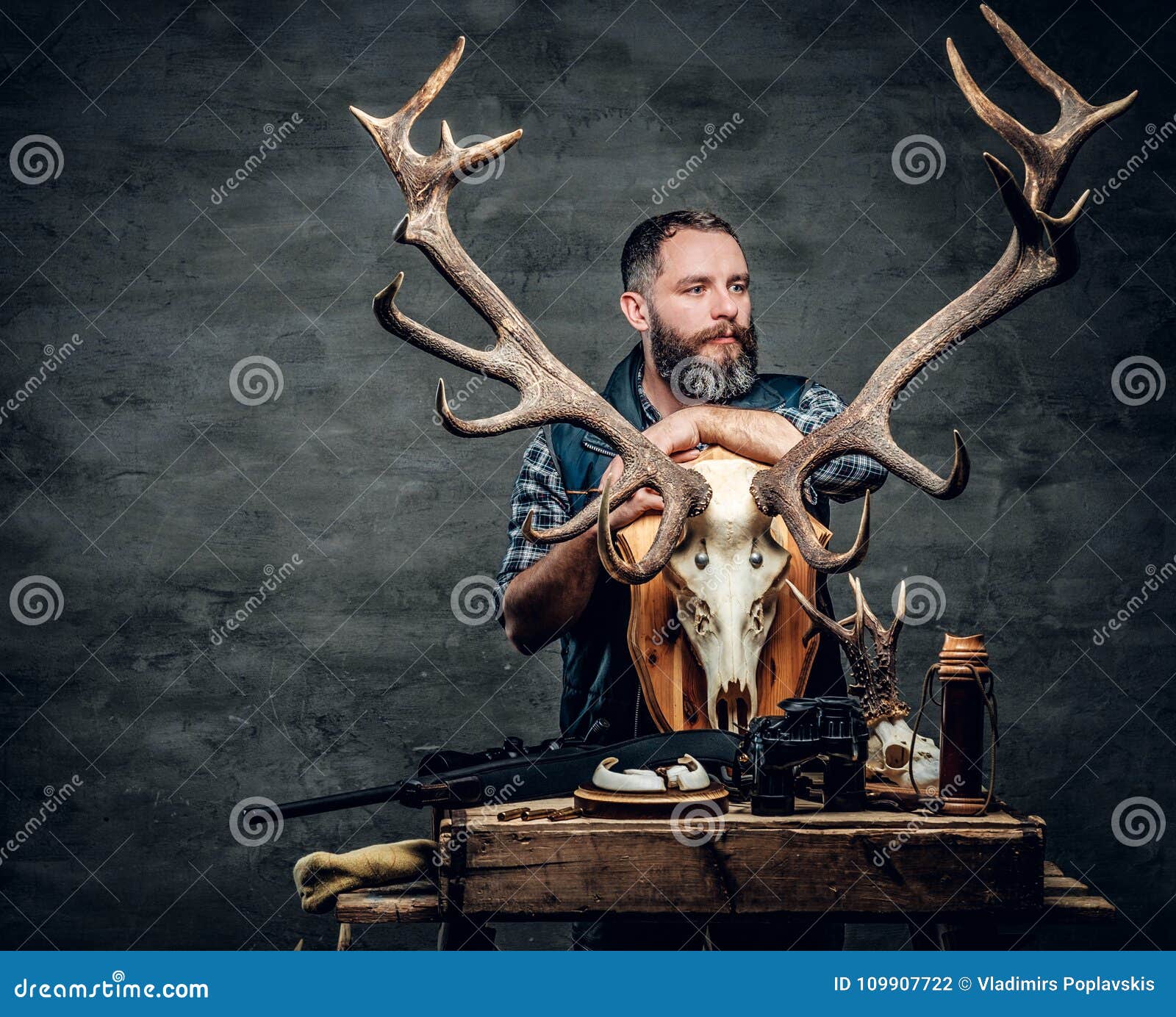 Portrait of hunter man stock photo. Image of fashion - 109907722