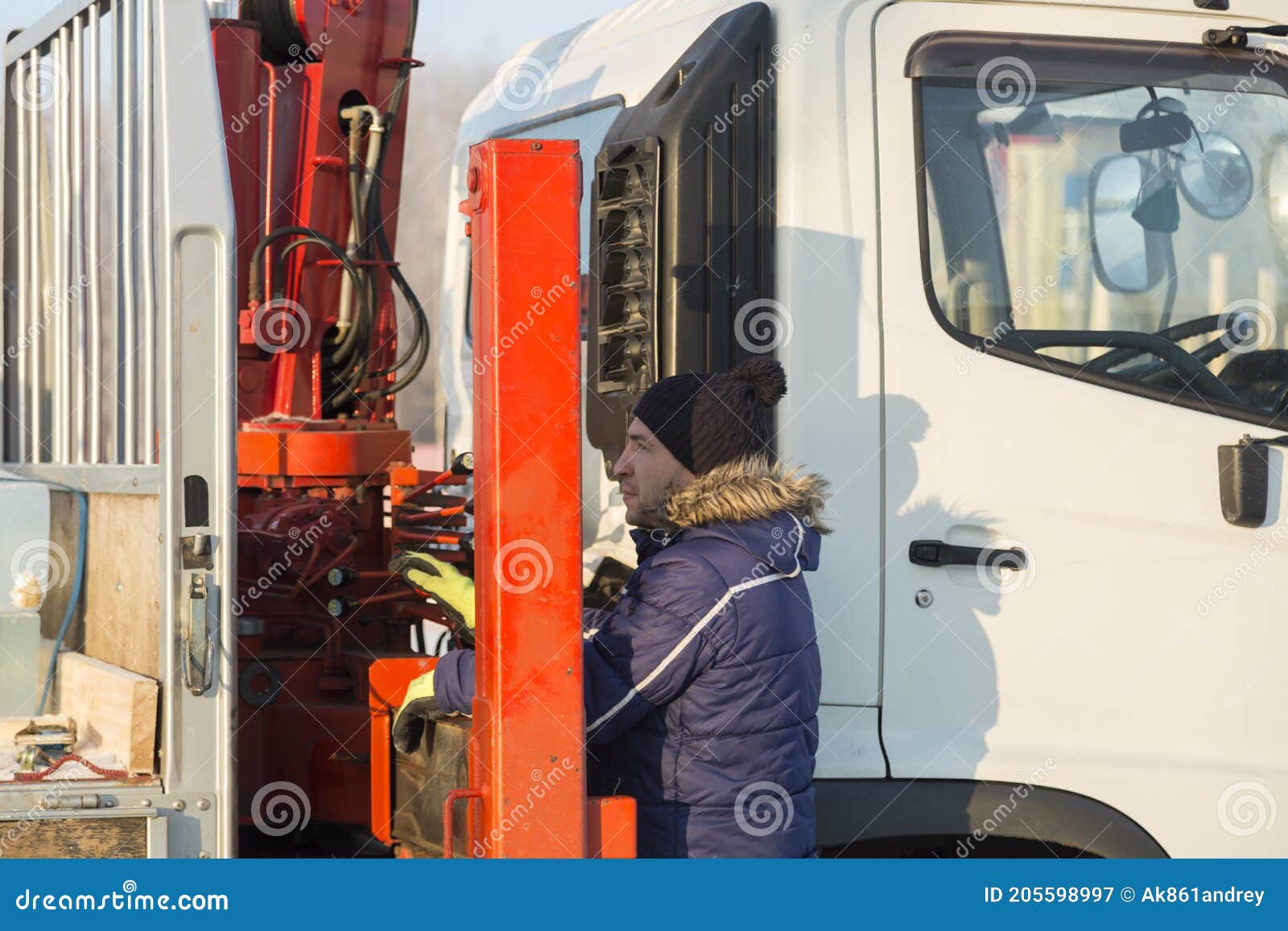 Portrait of a Hydraulic Crane Operating Worker Stock Image - Image of ...