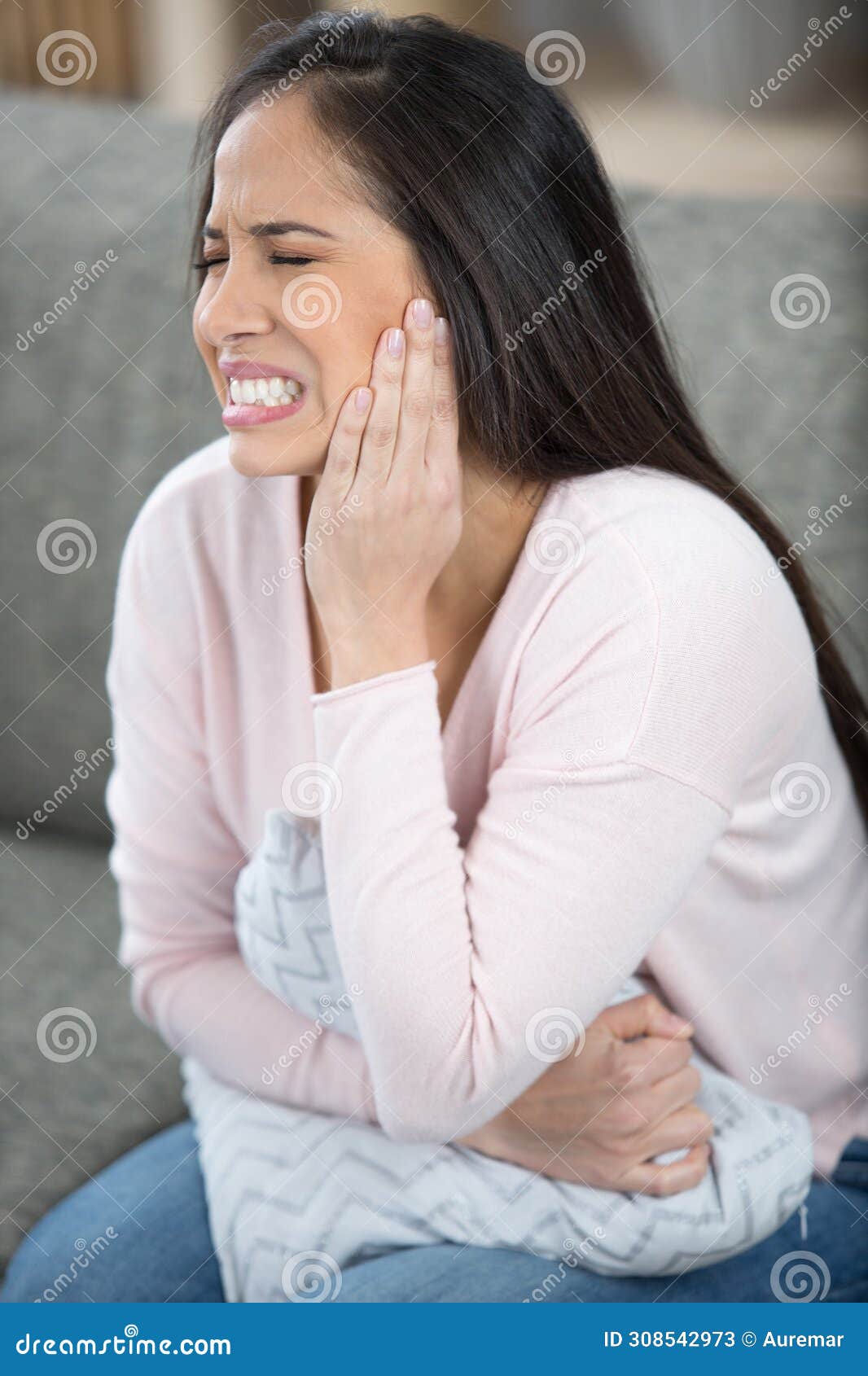 Portrait Ill Female with Toothache Stock Image - Image of negative ...