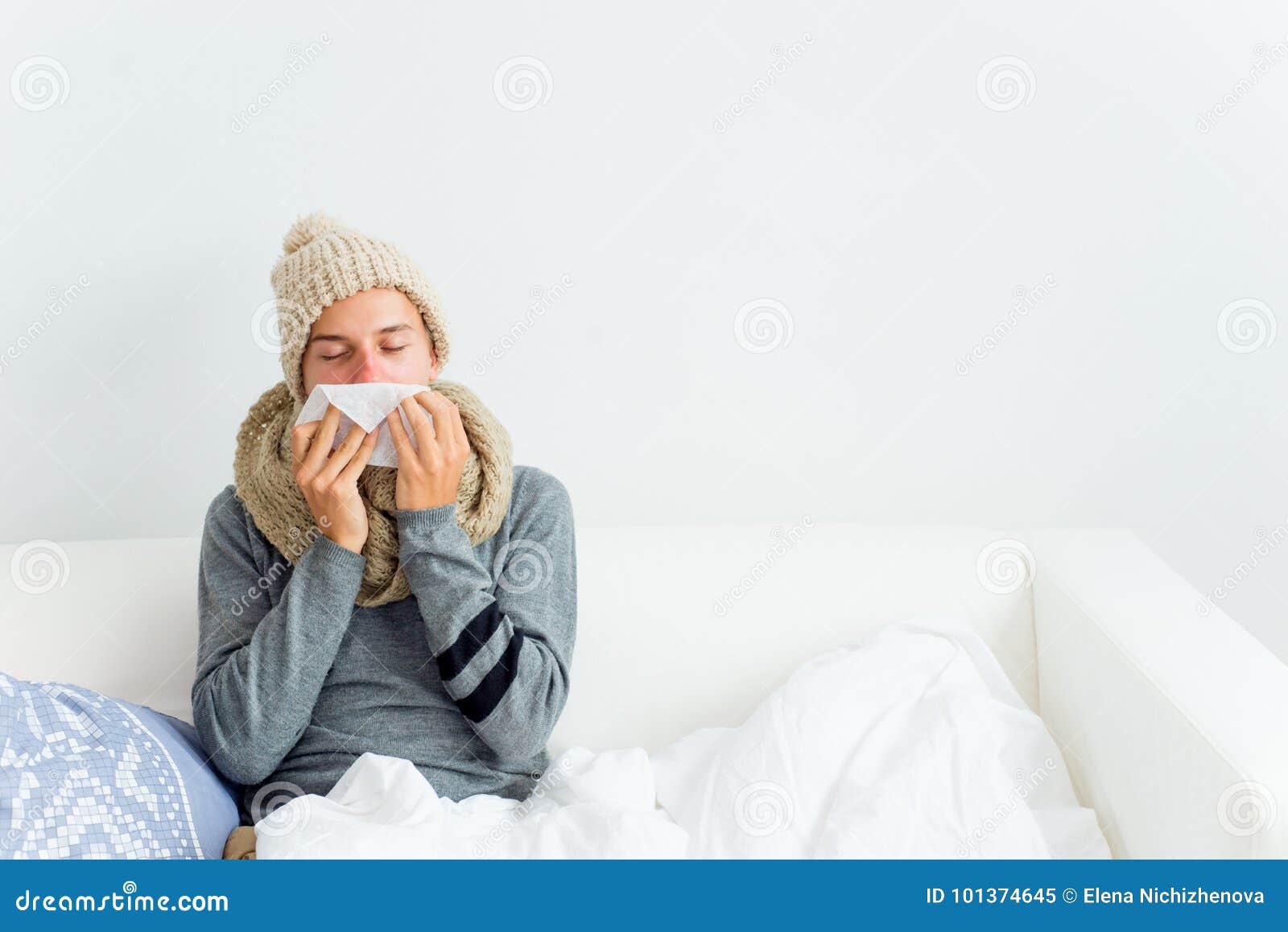 Guy having flu stock image. Image of fever, infection - 101374645