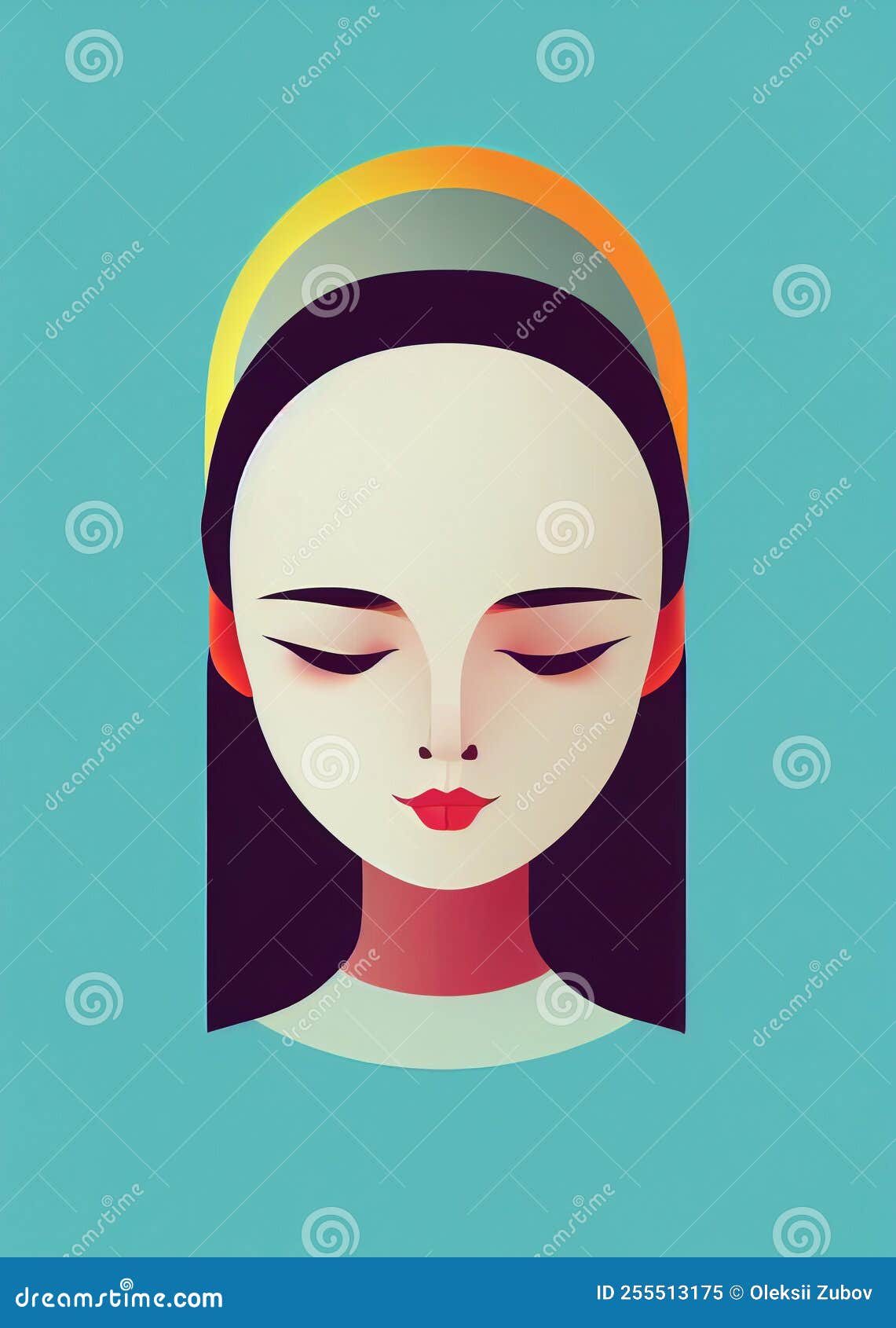 Portrait Illustration Of A Beautiful Young Womanand X27 S Face On Blue