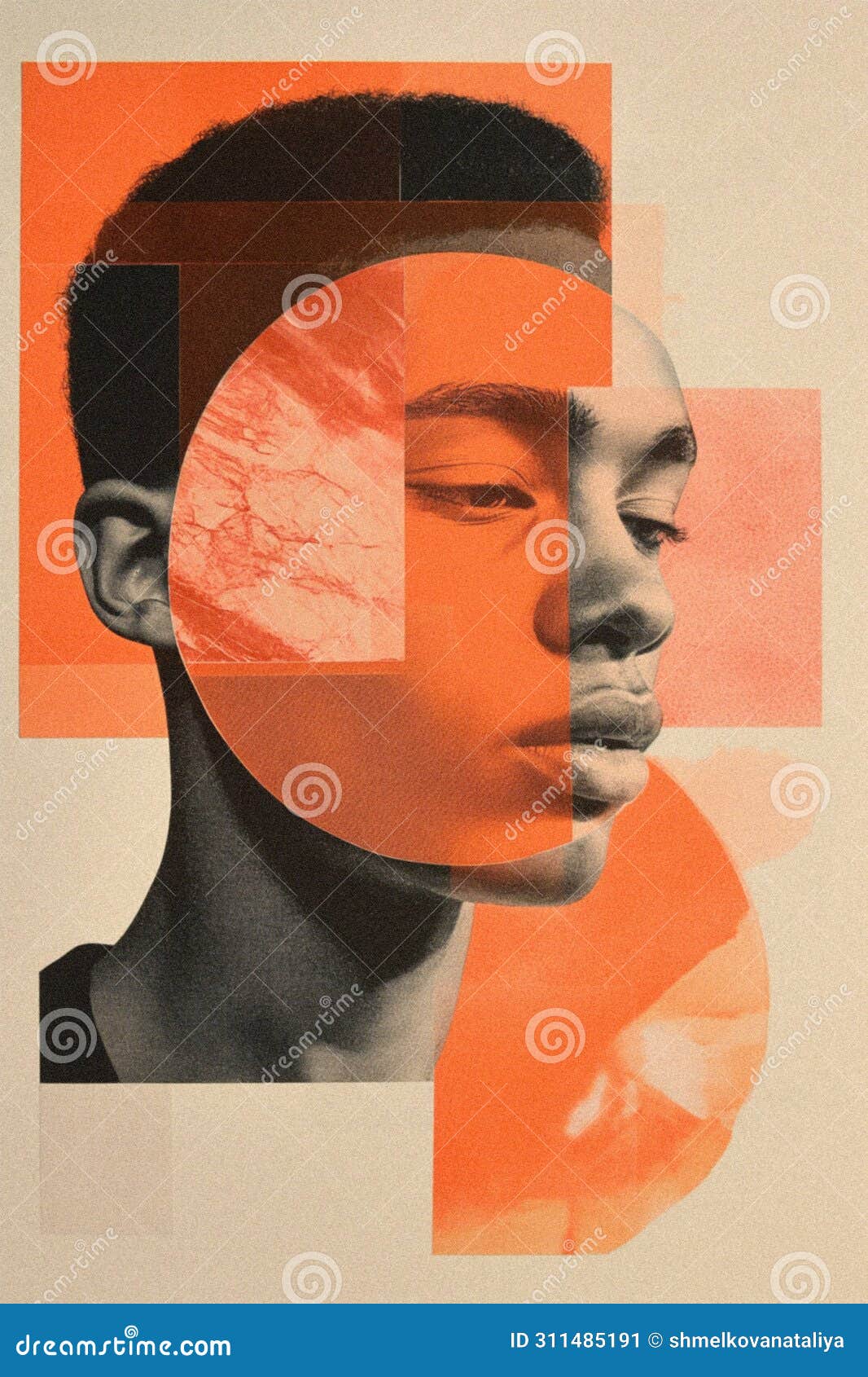Portrait Illustration in Contemporary Collage Art, Risograph Print ...