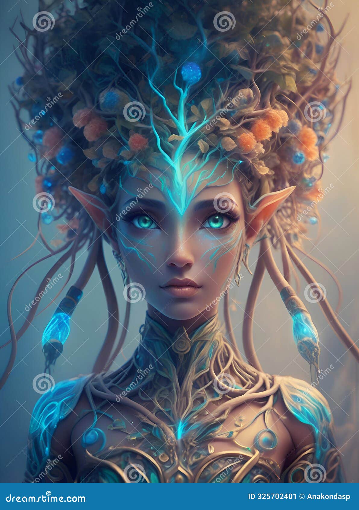 Portrait of Imagination Eyva Tree Goddess Close Up. Ai Generated Stock ...