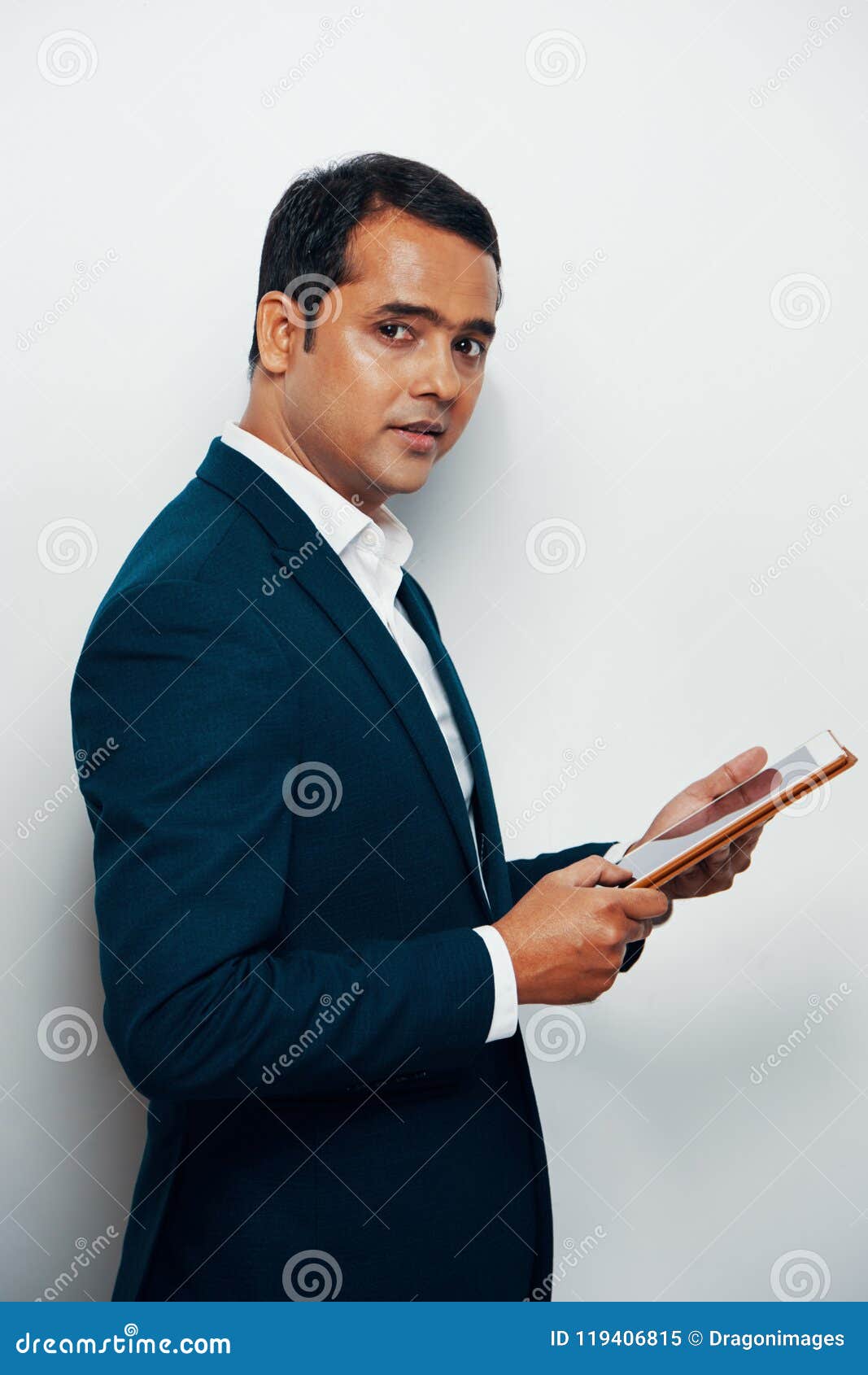 Indian Businessman Using Tablet Stock Image - Image of digital ...