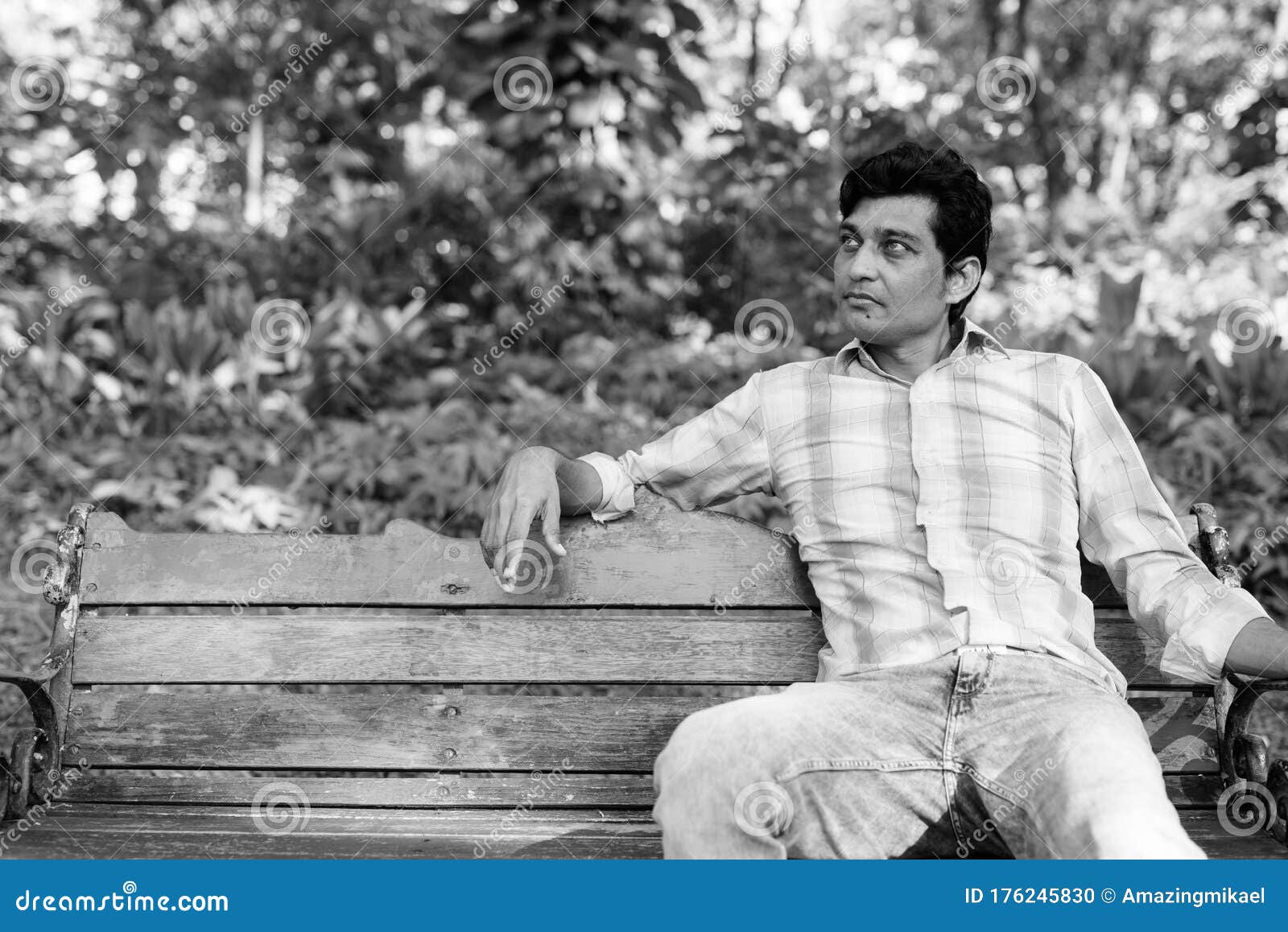 Portrait of Indian Man Relaxing at the Park Stock Photo - Image of ...