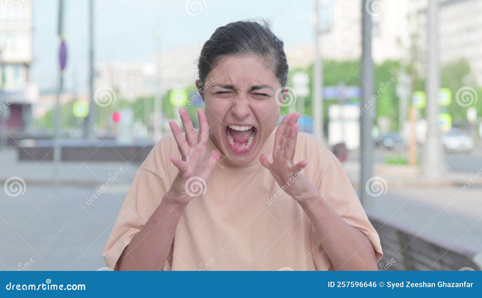 Portrait of Indian Woman Shouting and Screaming Stock Photo - Image of ...
