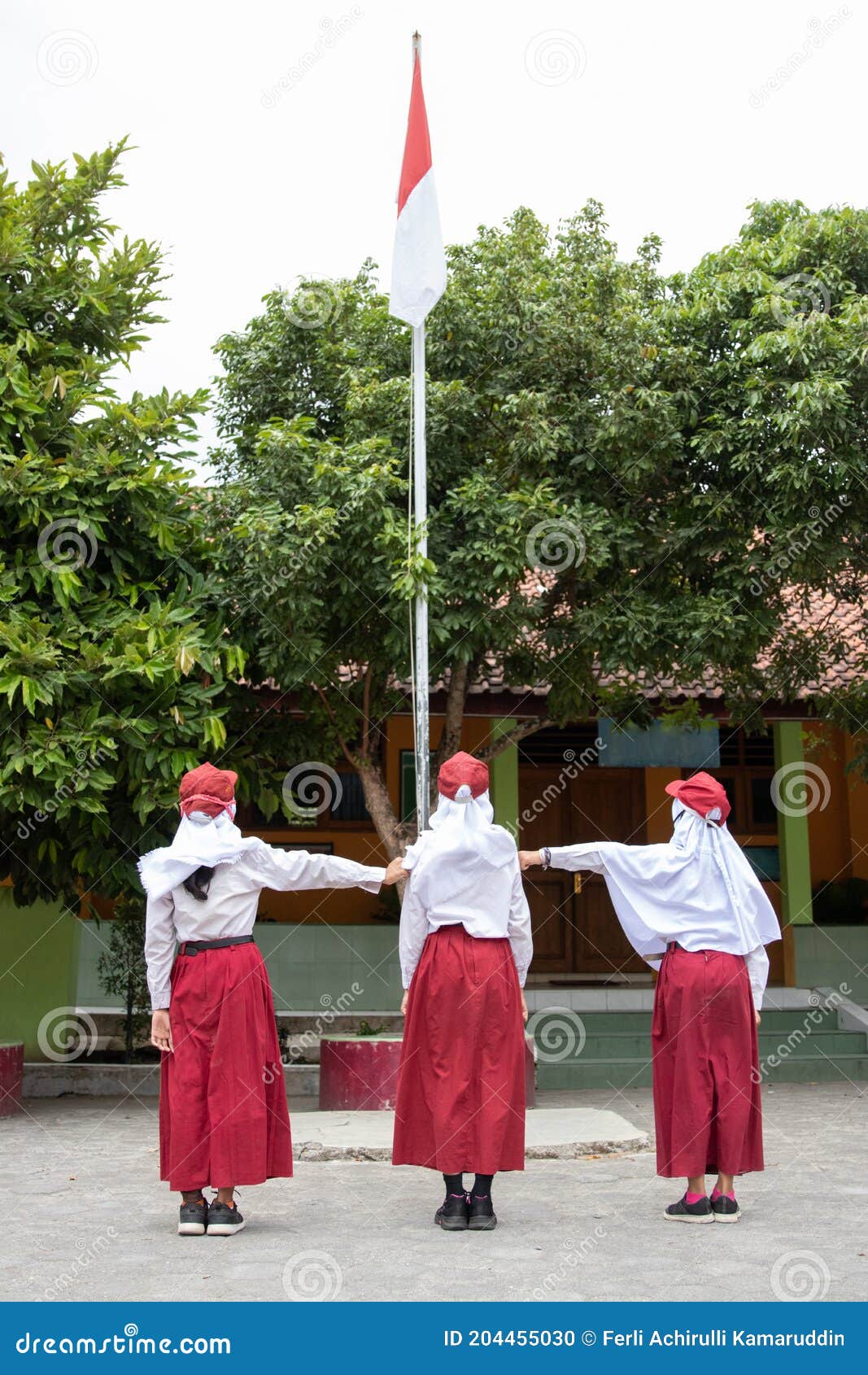A Portrait of Indonesian Elementary School Flag Raiser Stock Photo ...