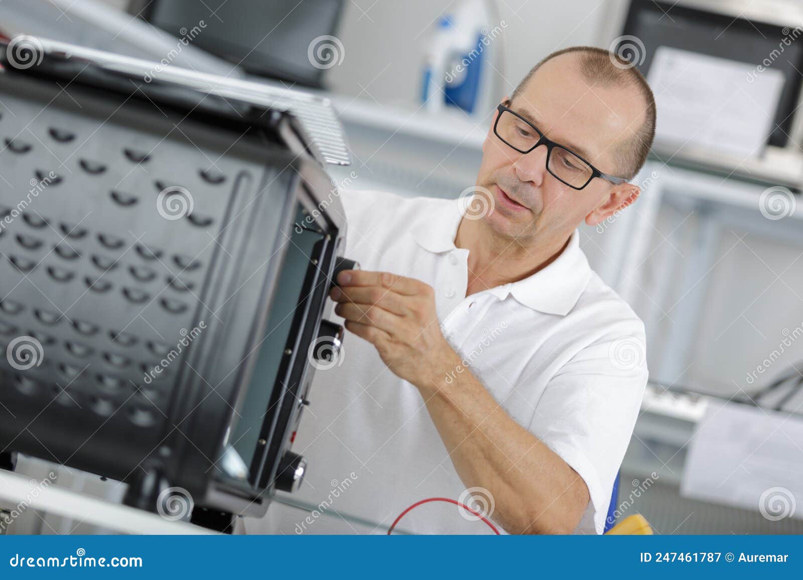 Portrait Industrial Electronic Technician Stock Image - Image of oven ...