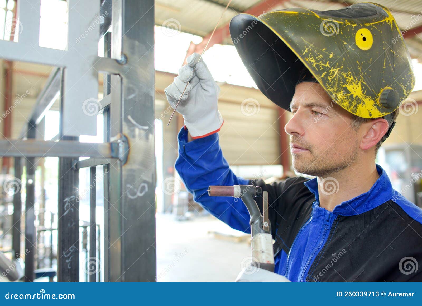 Portrait Industrial Worker Welding Stock Image - Image of company ...