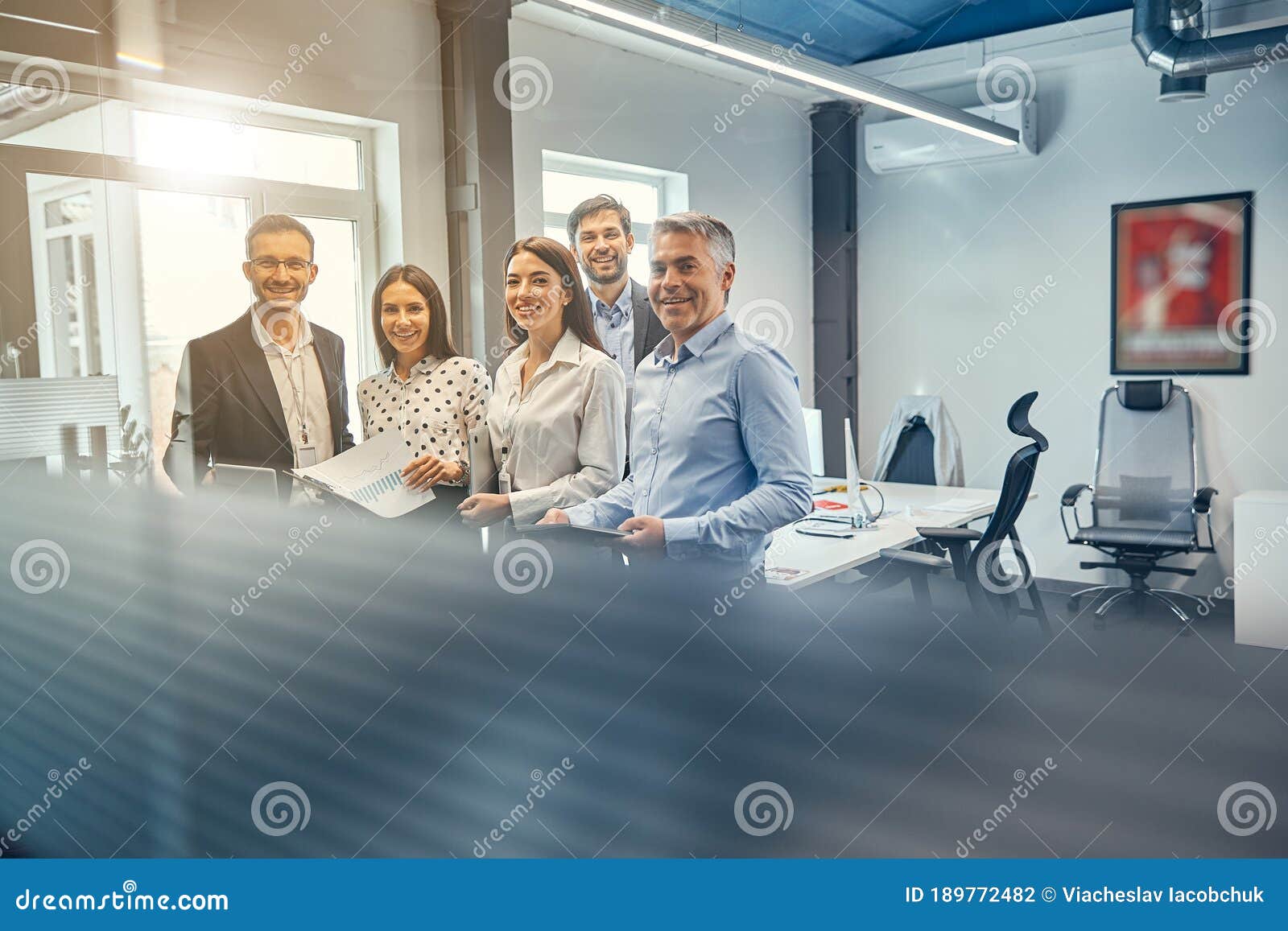 Portrait of Intelligent Team with Paper Work Stock Photo - Image of ...